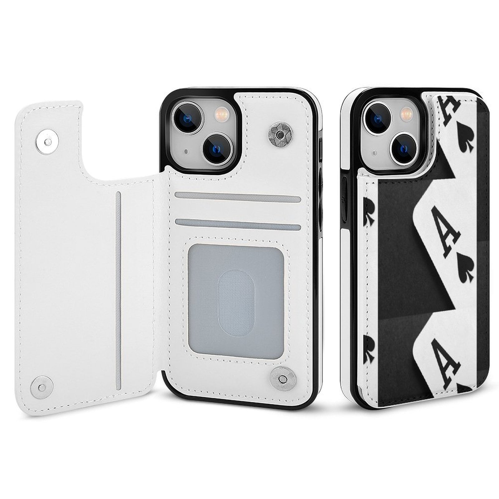 Ace of Spades Monochrome Playing Card Leather Wallet Case for iPhone 16 ...