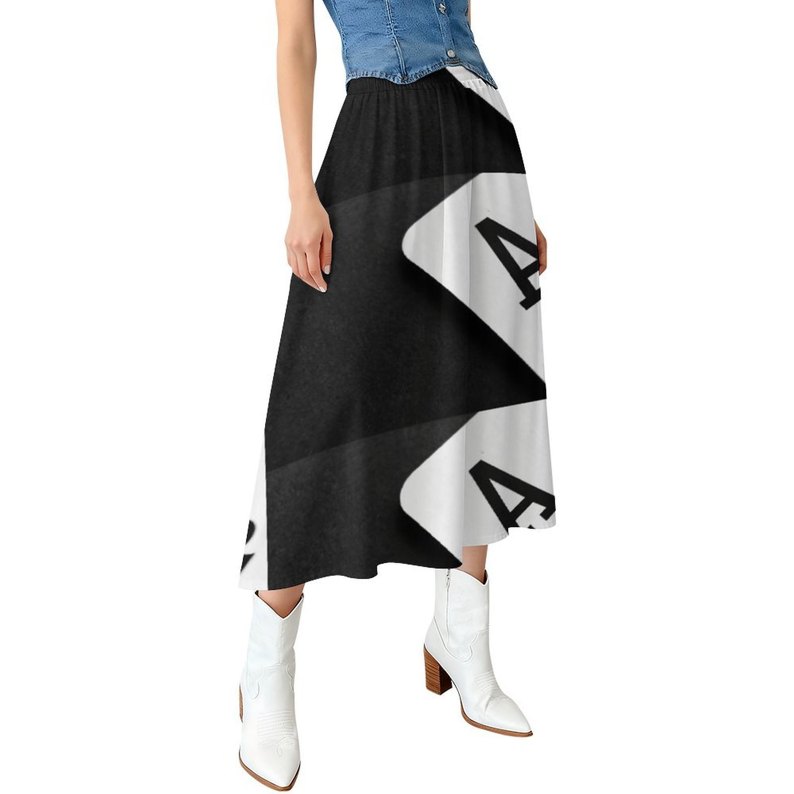 Ace of Spades Monochrome Playing Card Women High Waist Midi Skirt ...