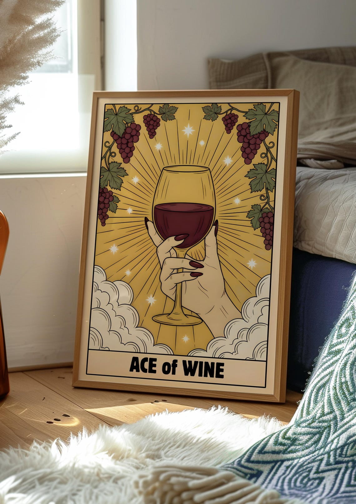 Ace of Wine Tarot Card Wine Lover Witchy Kitchen Dark Academia Bar Cart ...
