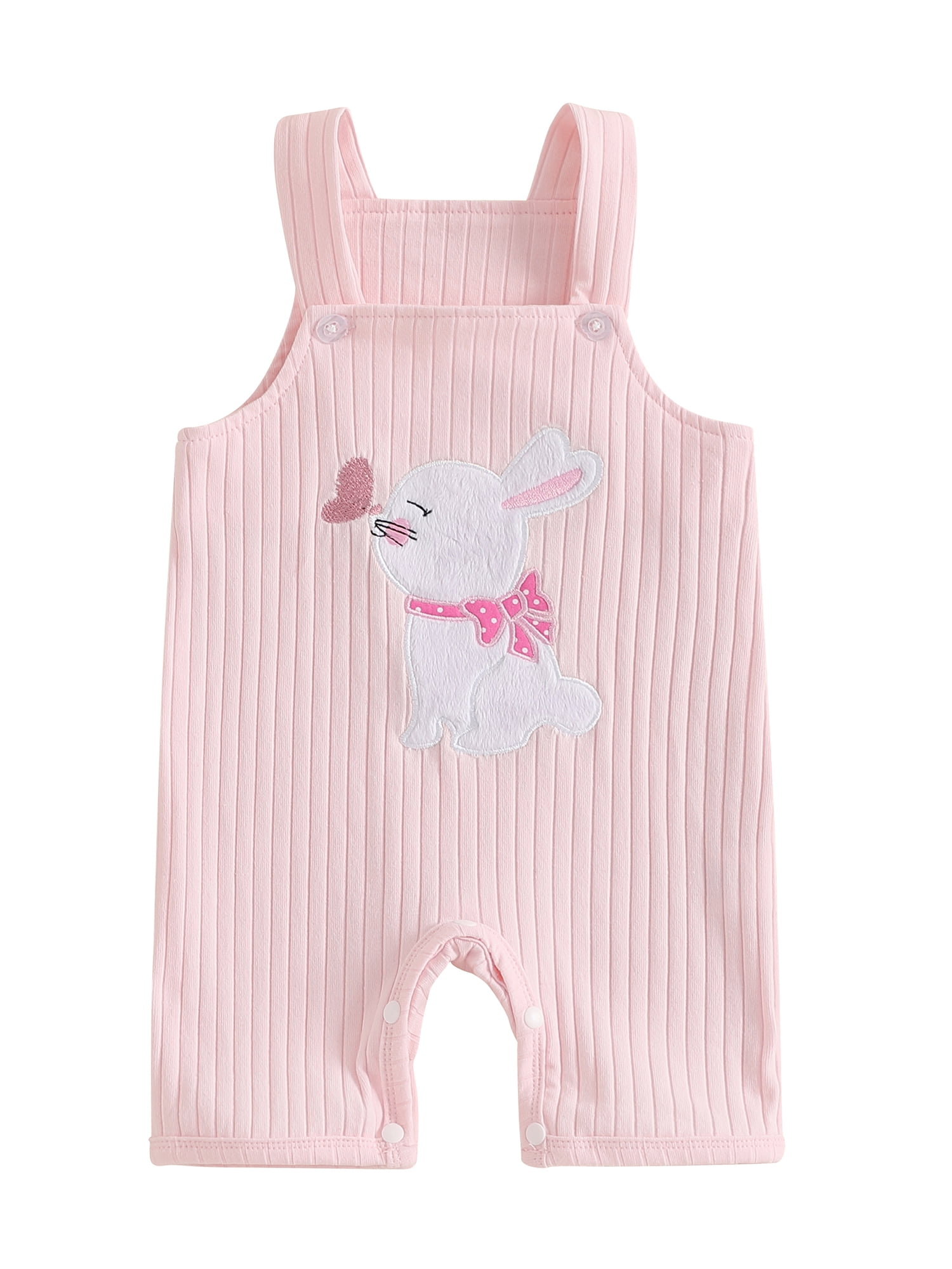 AceBaby 0-18M Baby Easter Overalls Romper Bunny Embropidery Sleeveless ...