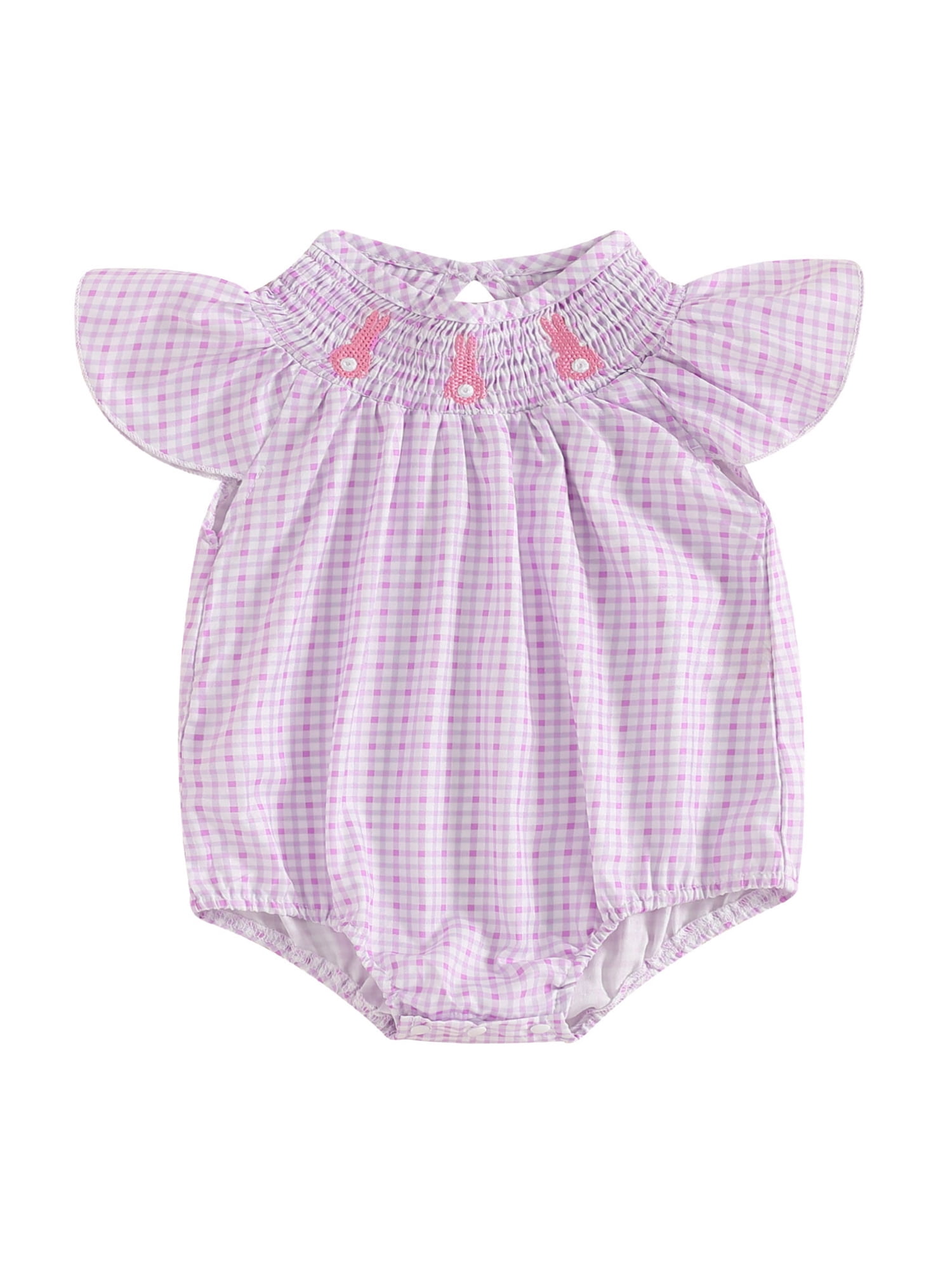 AceBaby 0-24M Toddler Baby Girls Easter Romper Bunny Embroidery Plaid ...
