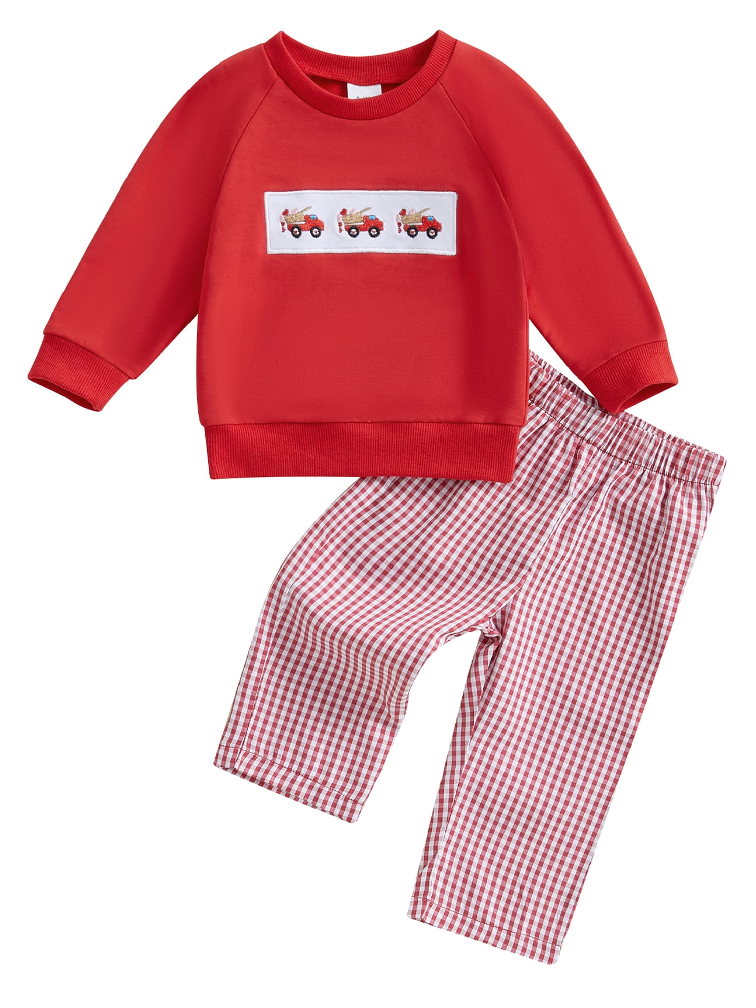 AceBaby 0-4T Kdis Baby Boy Valentine Outfit Truck Embroidery Long ...