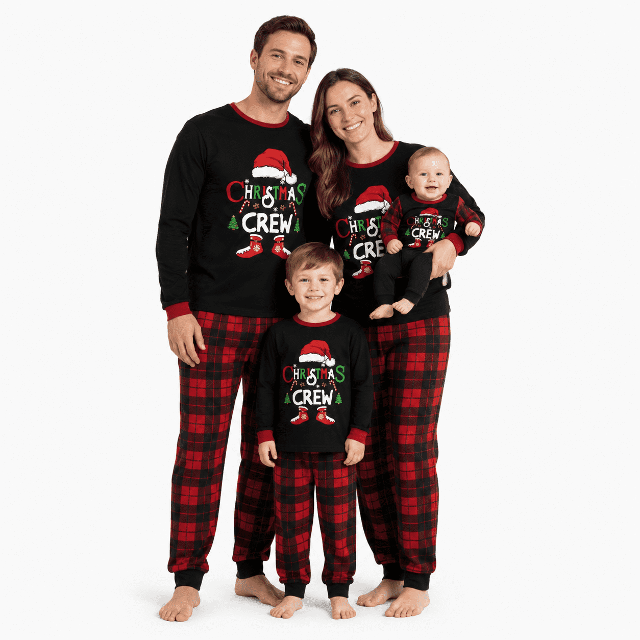 AceBaby Christmas Family Pajamas Matching Set, Long Sleeve Letters ...