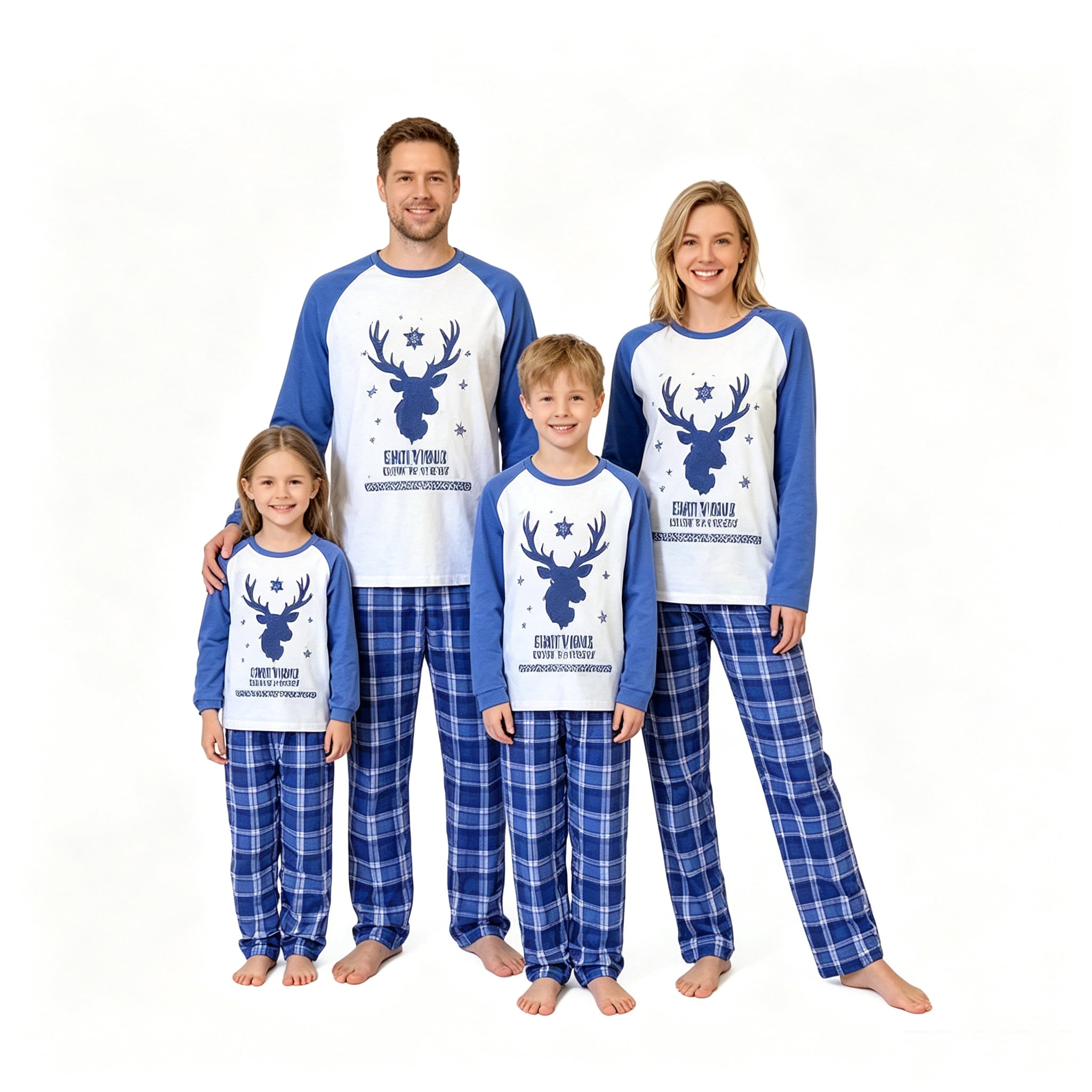 AceBaby Family Matching Christmas Pajama Set Reindeer Long Raglan ...