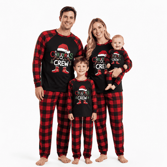 AceBaby Family Matching Christmas Pajamas Letter Christmas Hat Print ...