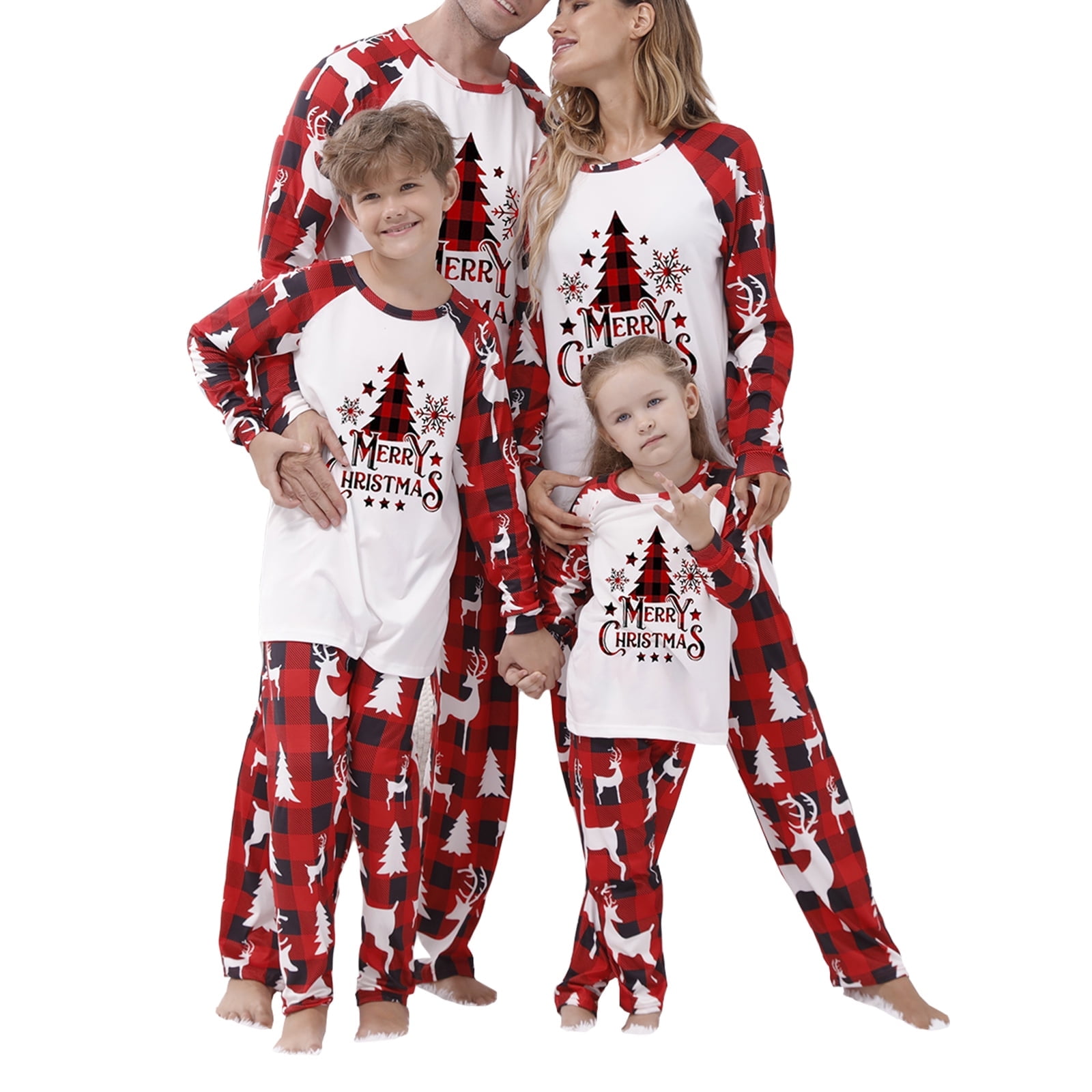 AceBaby Family Matching Christmas Pajamas Set, Christmas Tree Print ...