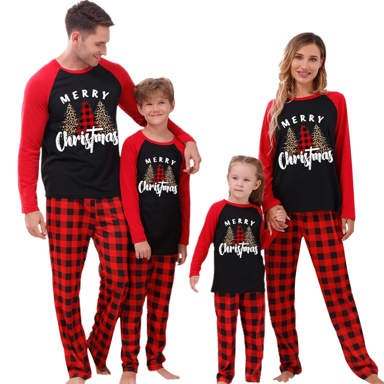 AceBaby Famliy Matching Christmas Pajamas Set, Tree Print Holiday PJs ...