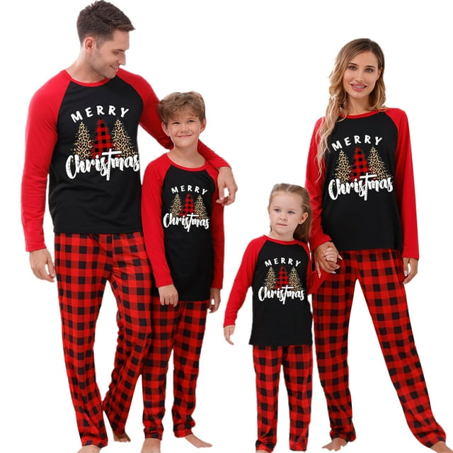 AceBaby Famliy Matching Christmas Pajamas Set, Tree Print Holiday PJs ...