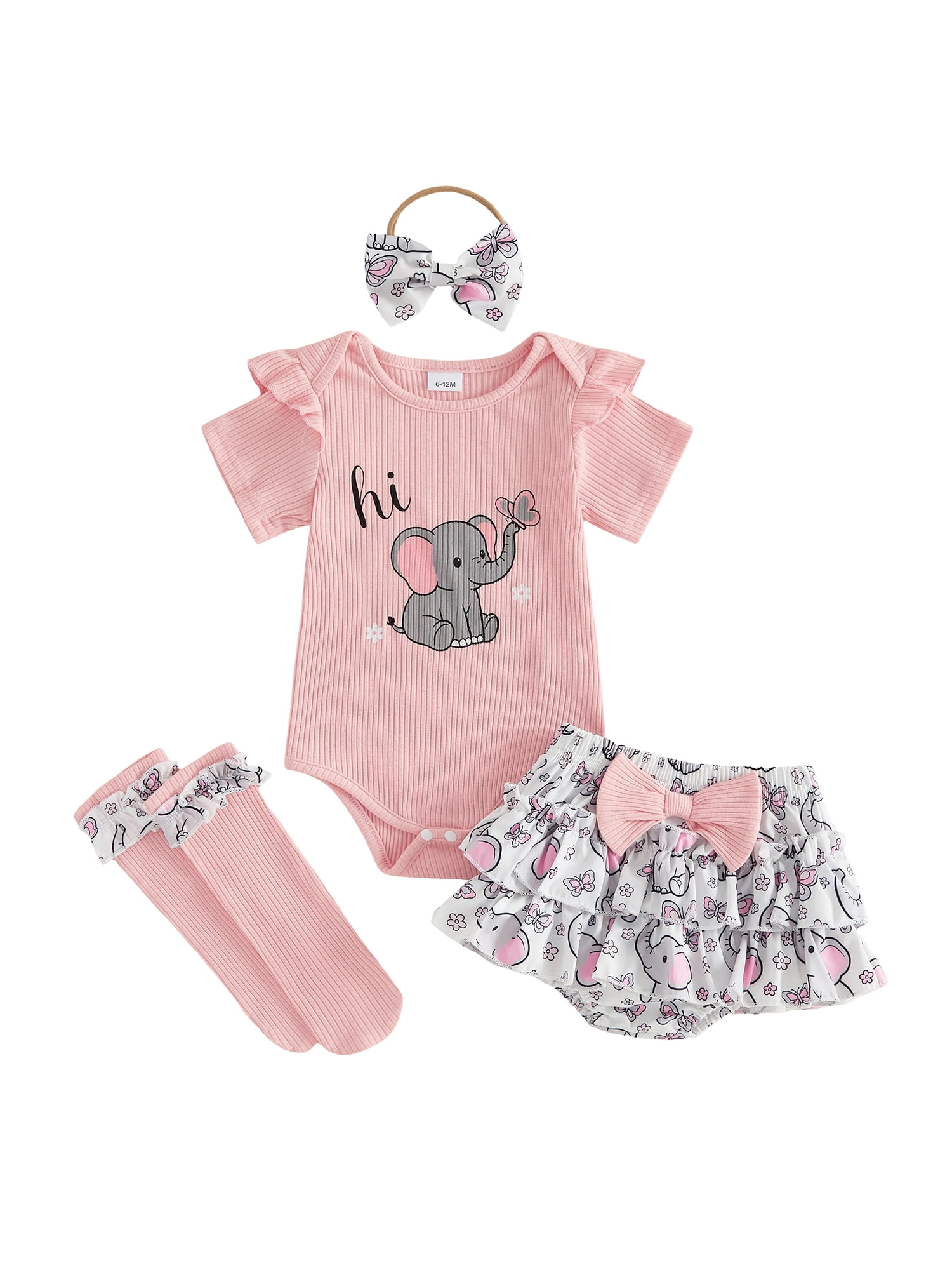 AceBaby Infant Baby Girl 4Pcs Skirt Outfits for 0-18M,95% Cotton ...