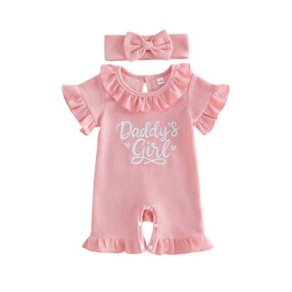 AceBaby Infant Baby Girl Letters Embroidery Striped Romper and Bow ...