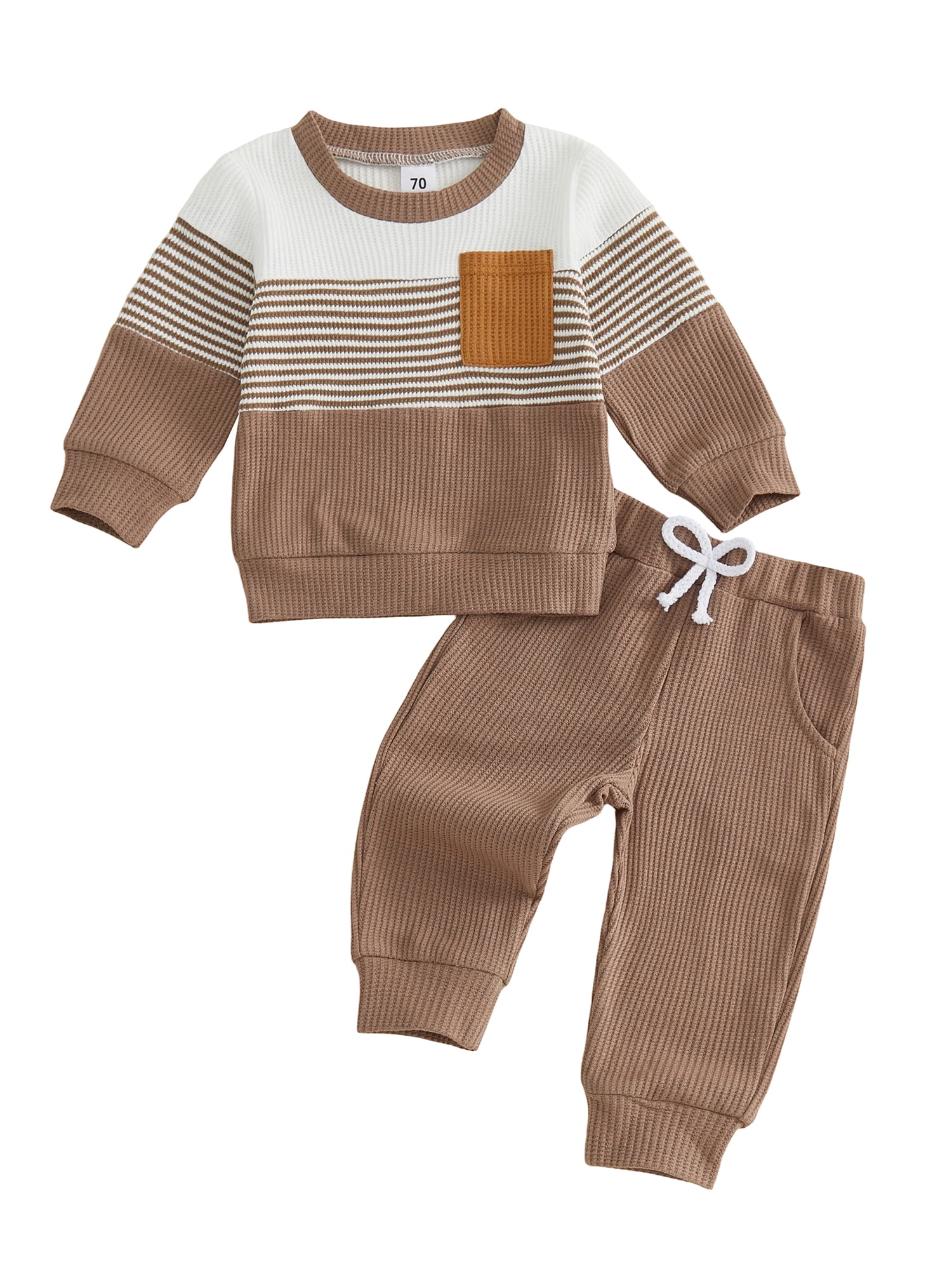 AceBaby Kids Boys Fall 2Pcs Outfit Sets for 3M-5Y, Contrast Color and ...
