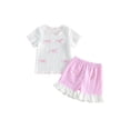 AceBaby Kids Girls Summer Outfit Set for 2-7Y Cute Bow T-Shirt and ...