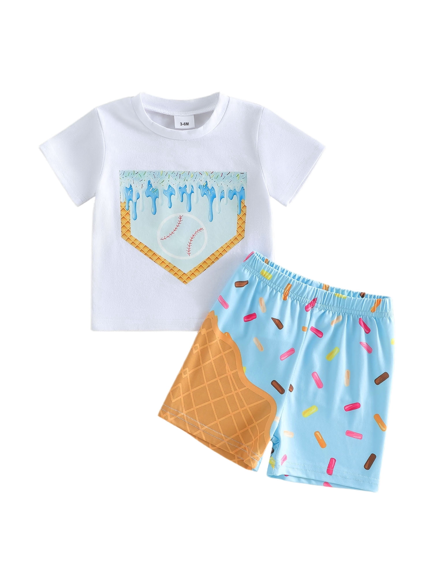 AceBaby Toddler Baby Boys Summer Clothes Set 3M-3T Ice Cream Baseball ...
