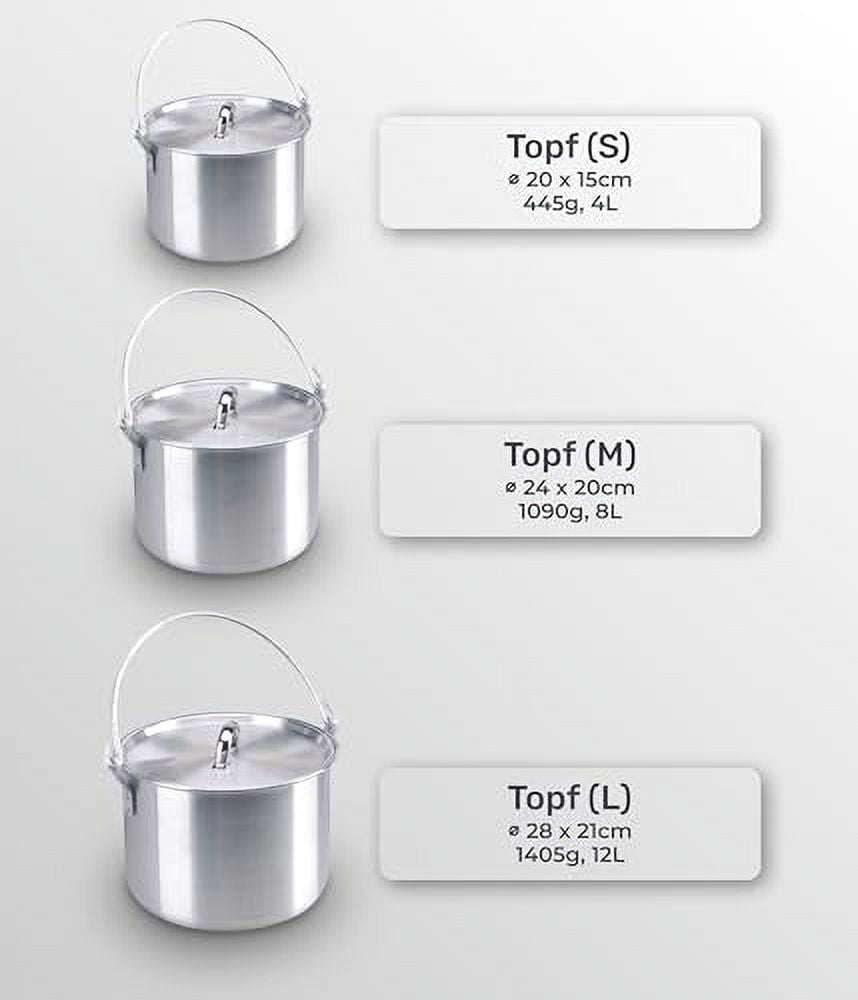 AceCamp Nested Pot Aluminum Lightweight Cooking Pot Set Outdoor Large ...