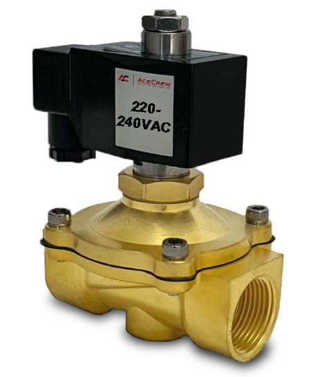 AceCrew Brass Solenoid Valve 1 inch NPT 220V, 240V AC Normally Open ...