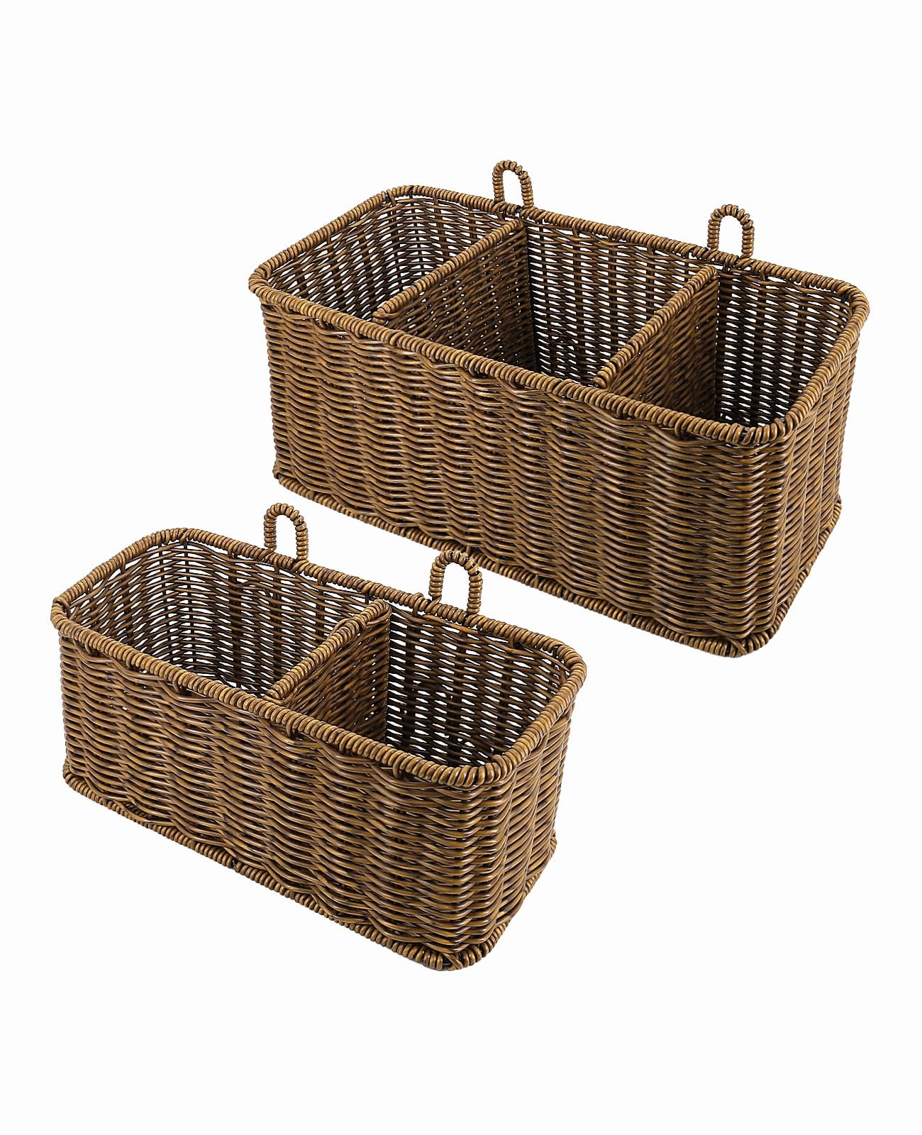 AceList 2 Pcs Wicker Wall Hanging Basket with Compartment, Kitchen ...