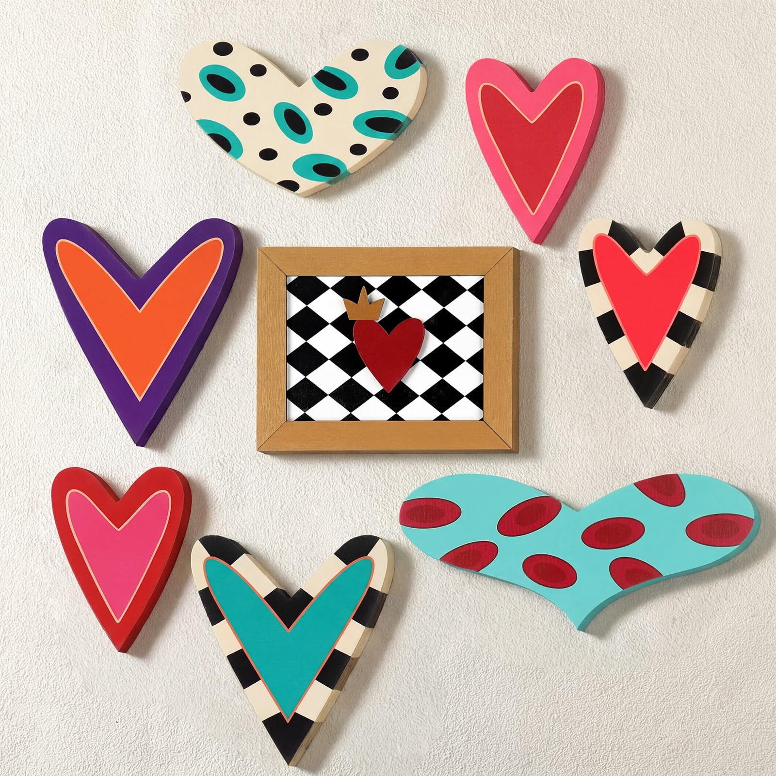 AceOrbit 8pcs Valentine's Day Wall Sign Wooden Heart Wall Hanging Sign ...