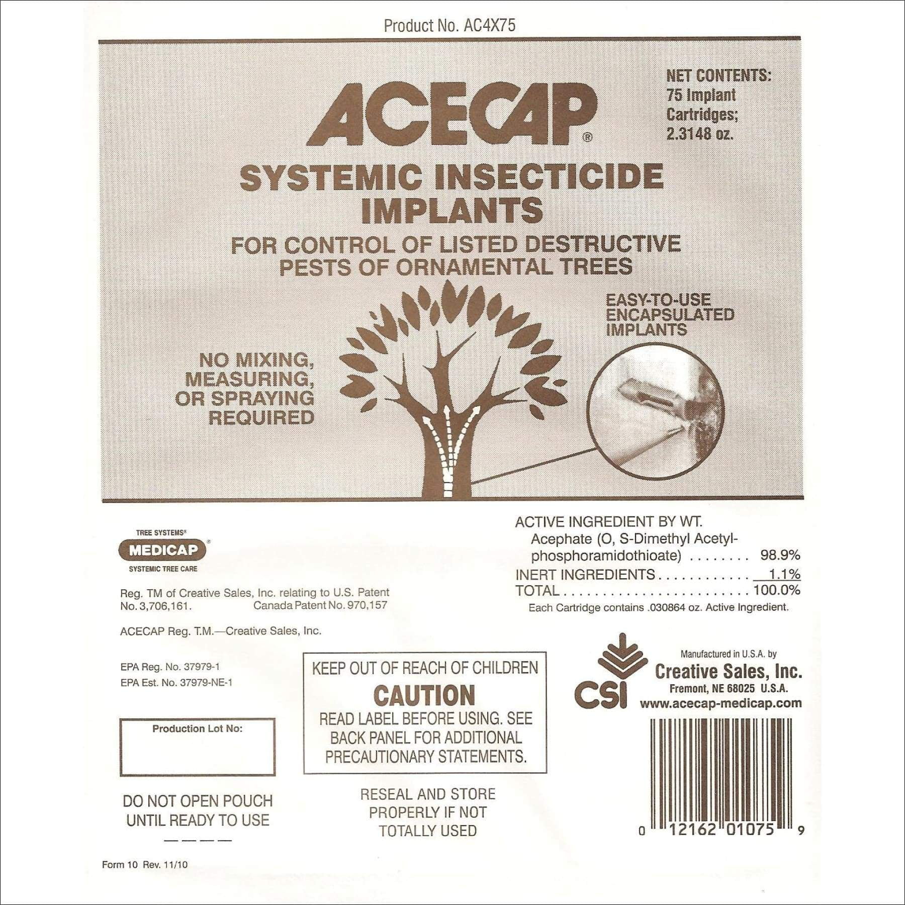 Acecap 75-Pack Systemic Insecticide Tree Implants for Garden Plants ...