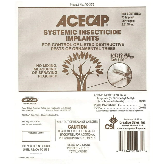 Acecap 75-Pack Systemic Insecticide Tree Implants for Garden Plants ...
