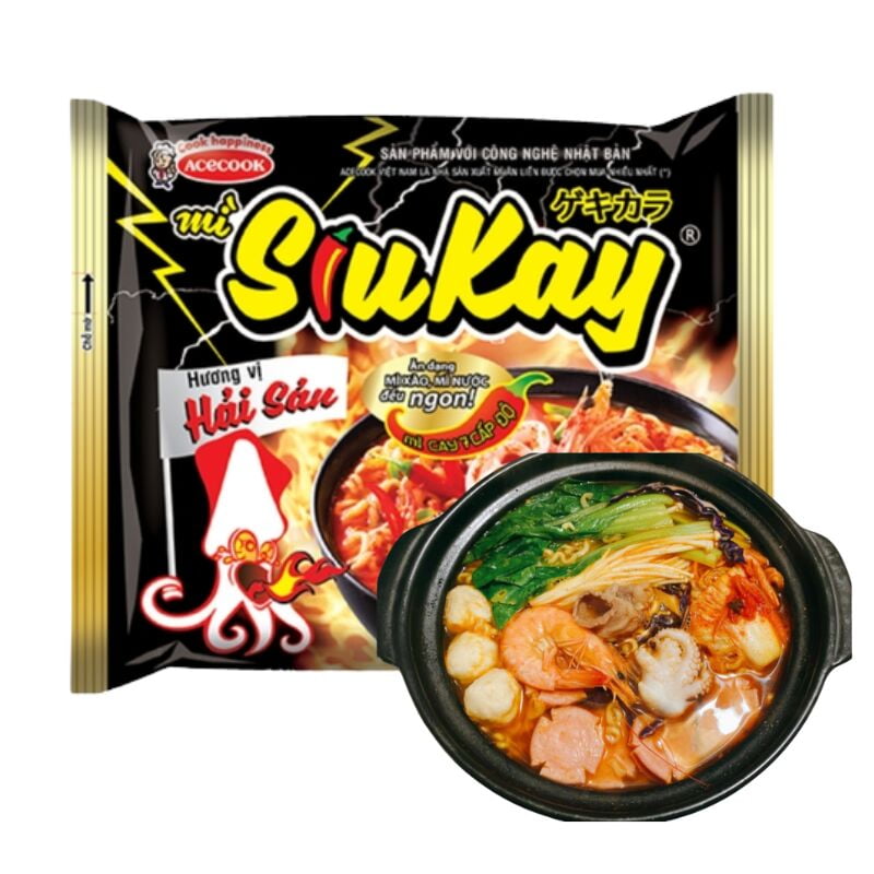 Acecook SiuKay Instant Noodles 12 ct – Spicy Seafood Flavor, Extra Hot ...