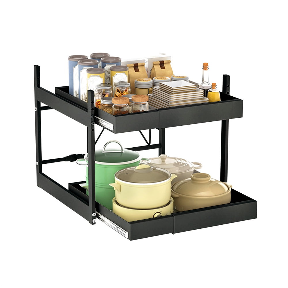 Acekid 1 Set Of Carbon Steel Kitchen Retractable Storage Rack Punch ...