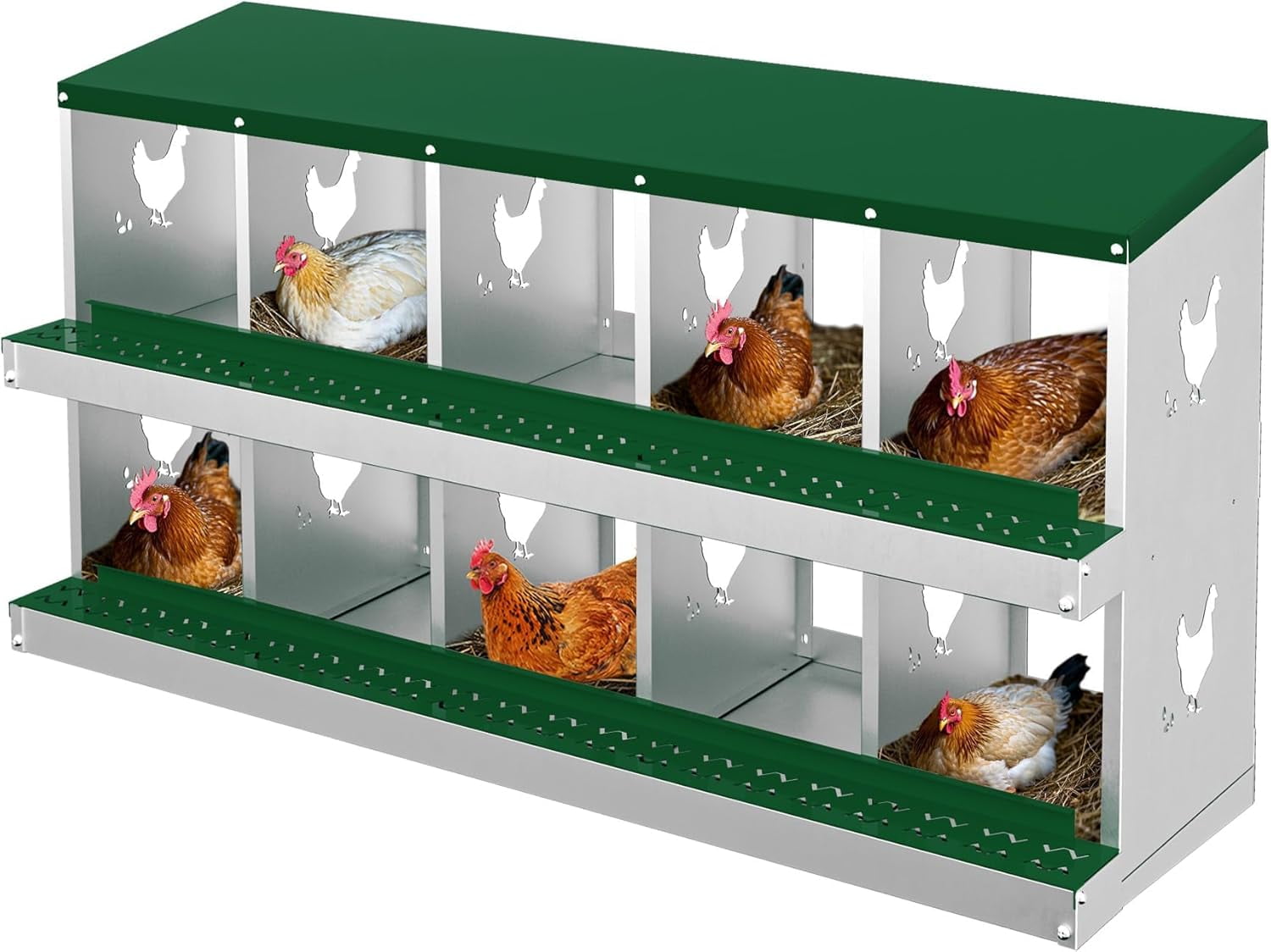 Acekid 10 Compartment Nesting Boxes for Chickens, Metal Laying Box with ...