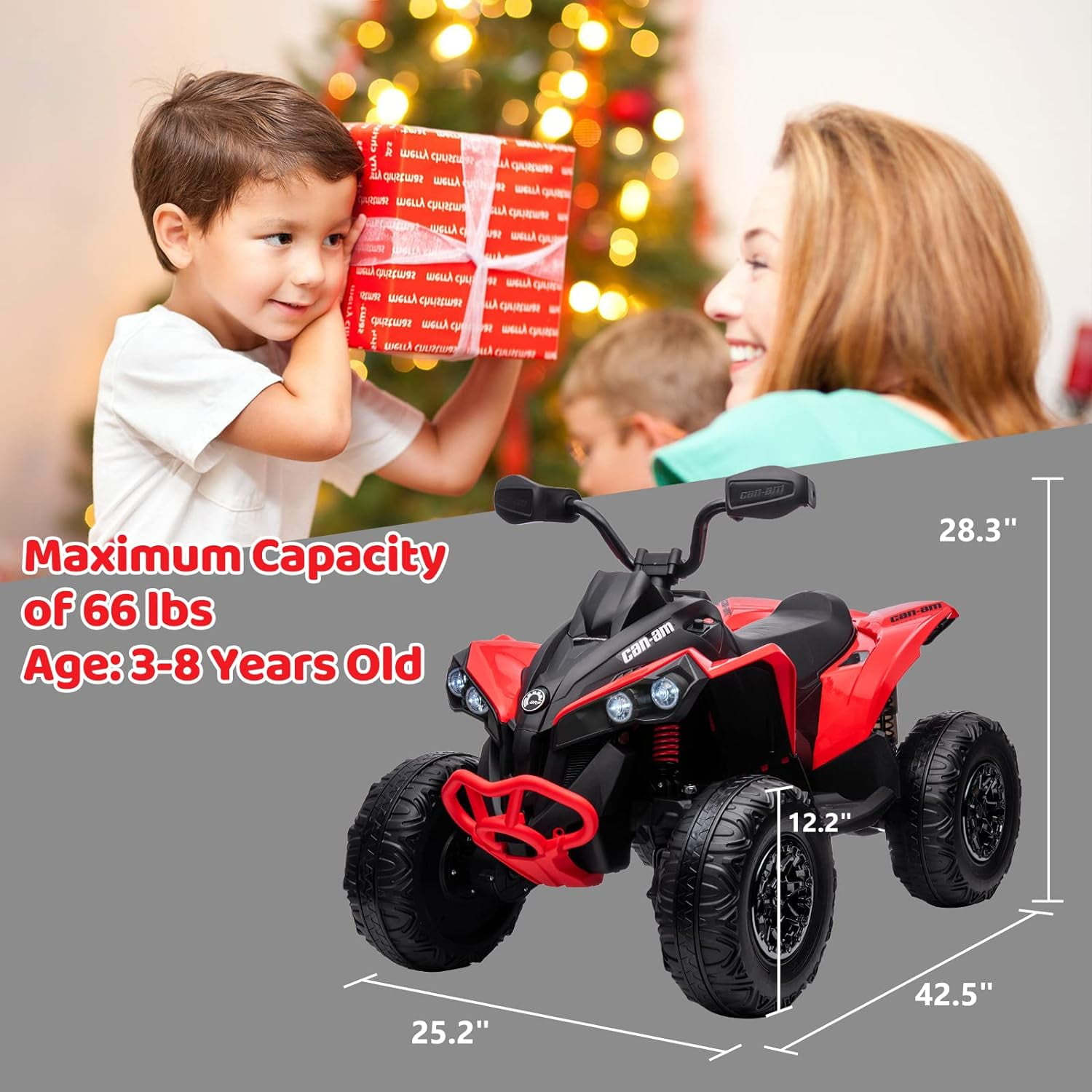Acekid 12V Ride on ATV 4 Wheeler Battery Powered Electric Vehicle 5mph ...