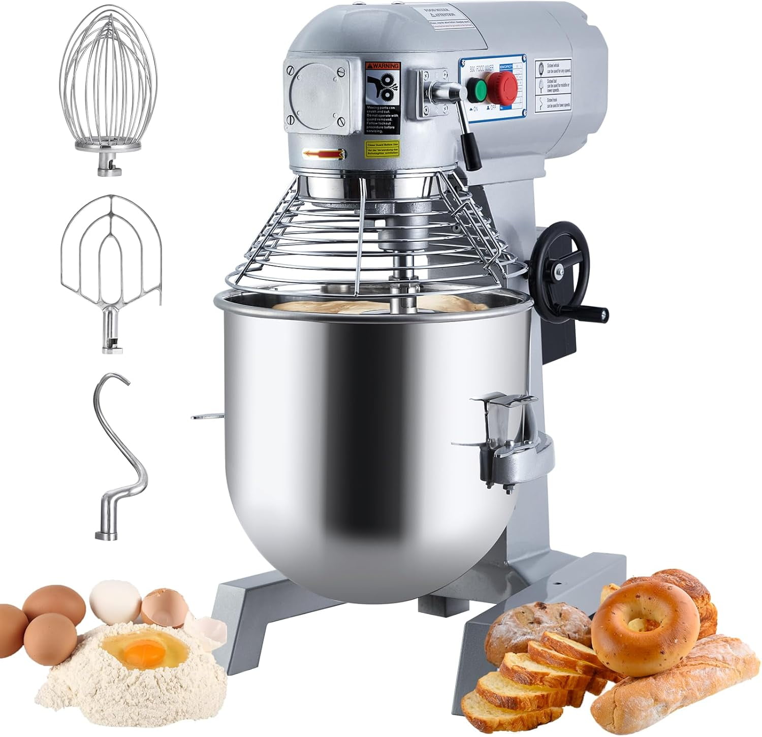 Acekid 15 Qt Commercial Food Mixer, 1100 W Electric Stand Mix With ...