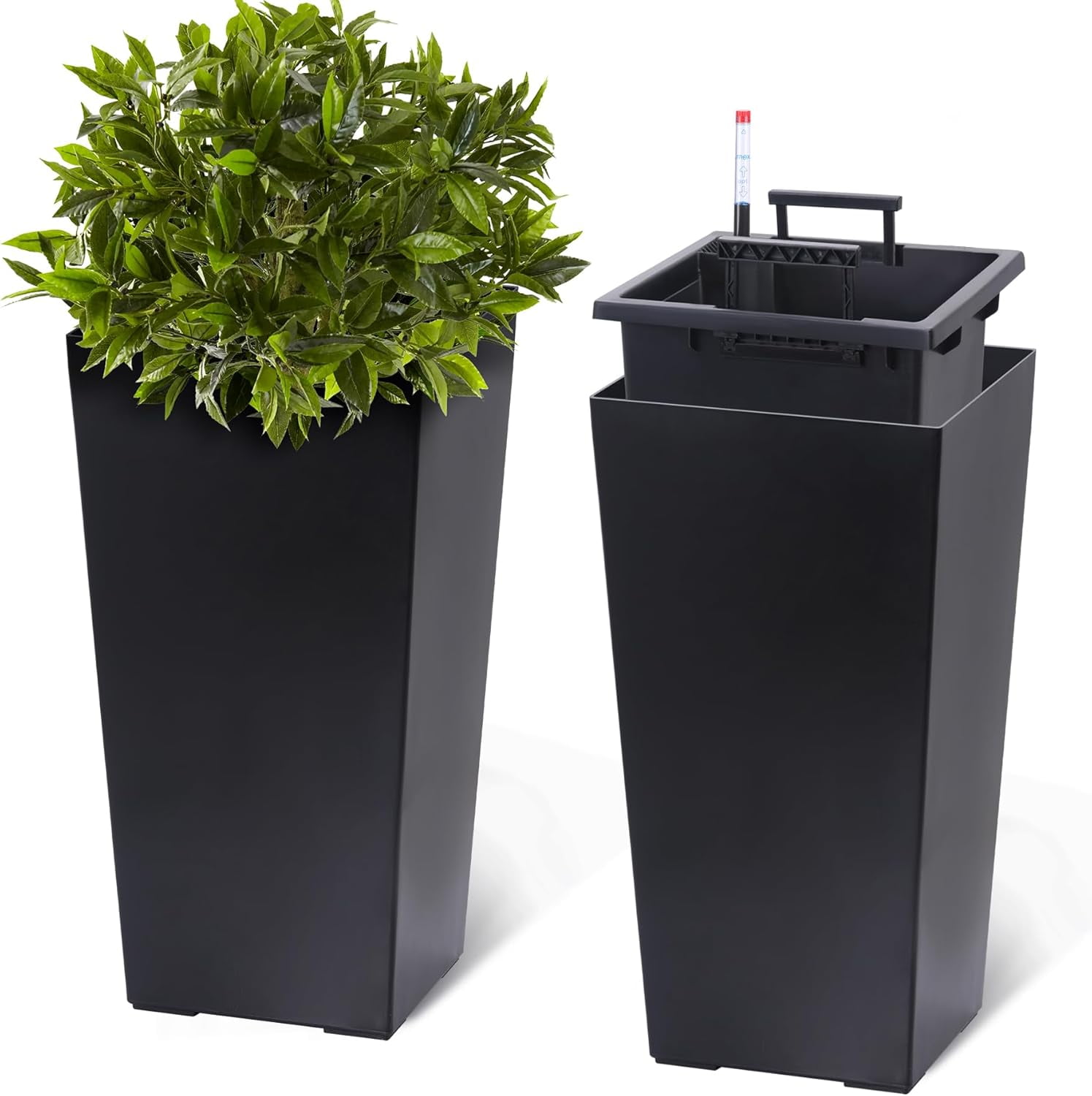 Acekid 16Inch Tall Planter Set of 2, Indoor Outdoor Taper Planter with ...