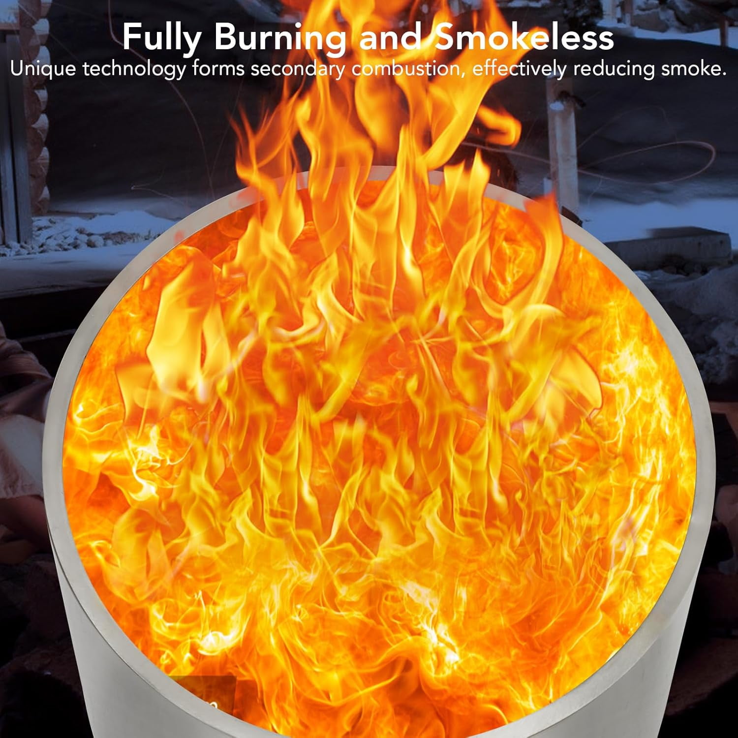 Acekid 20.5-Inch Smokeless Fire Pit with Air Switch, Stainless Steel ...