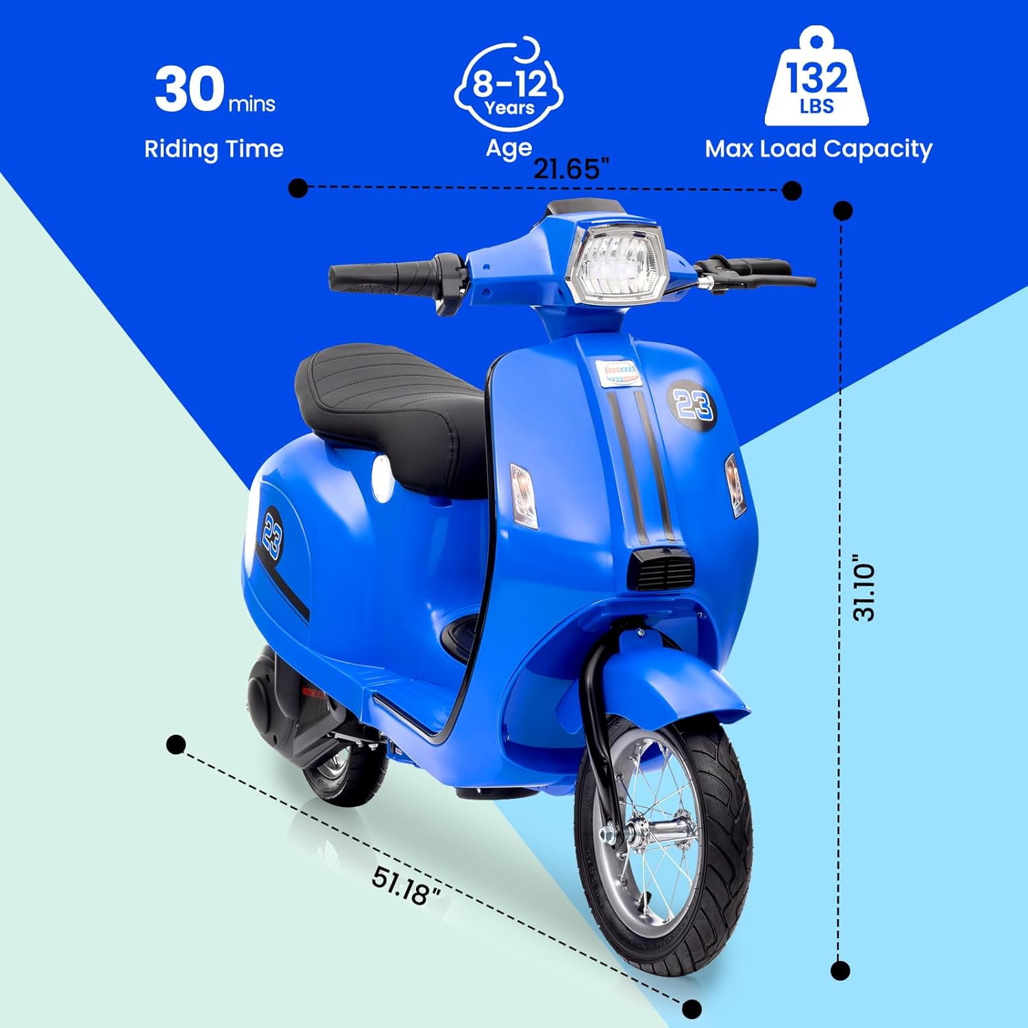 Acekid 24V 350W Motorcycle Electric Ride-On 14MPH Max Waterproof Design ...