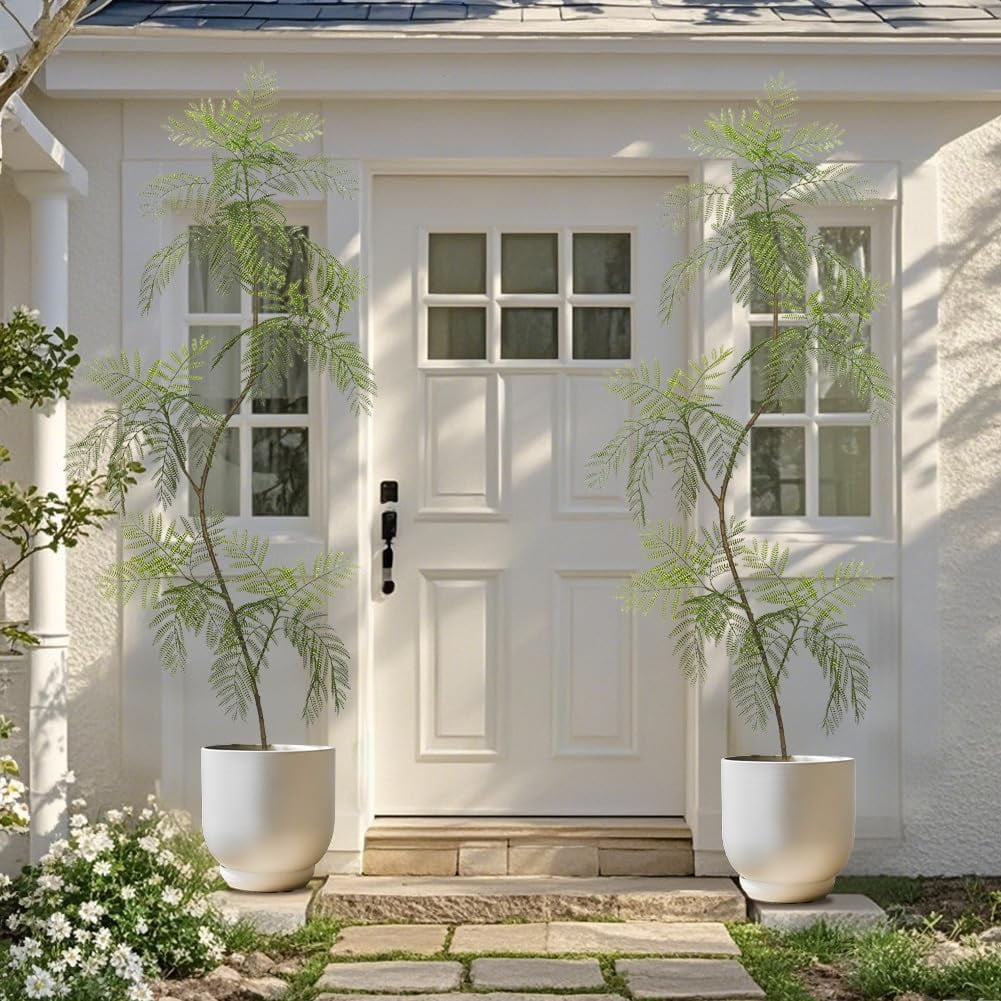 Acekid 2Pcs 6.6FT Artificial Jacaranda Tree, Realistic Faux Tree with ...