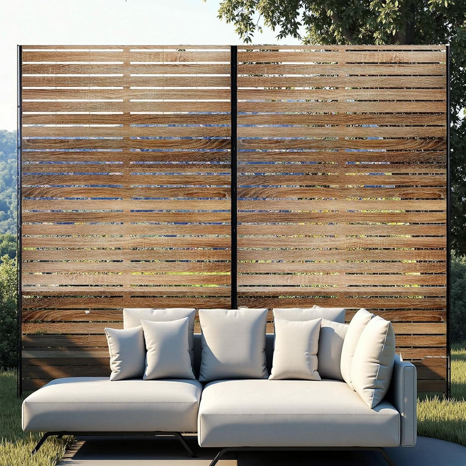 Acekid 3-Panel Outdoor Privacy Screen, Metal Room Divider, Decorative ...