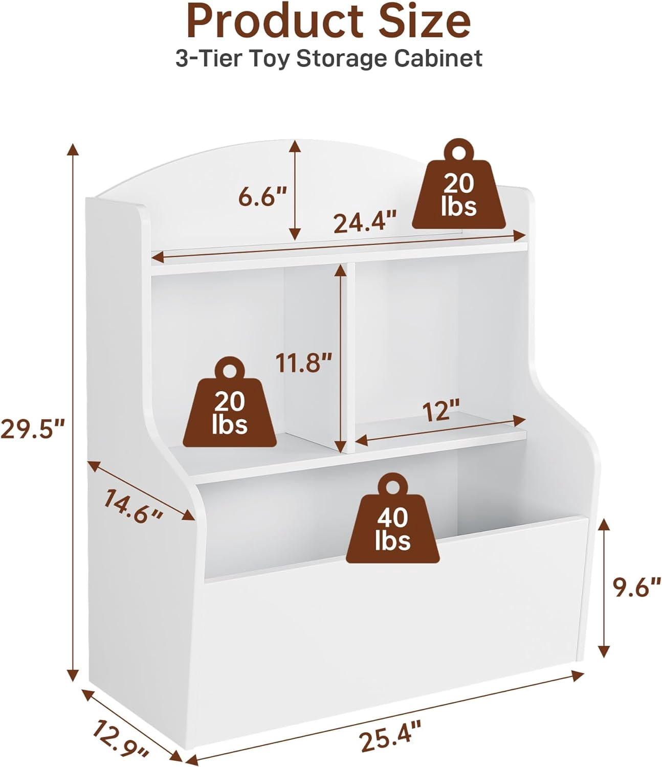 Acekid 3-Tier Toy Storage Organizer Bookshelf Toy Shelf With Cubby ...