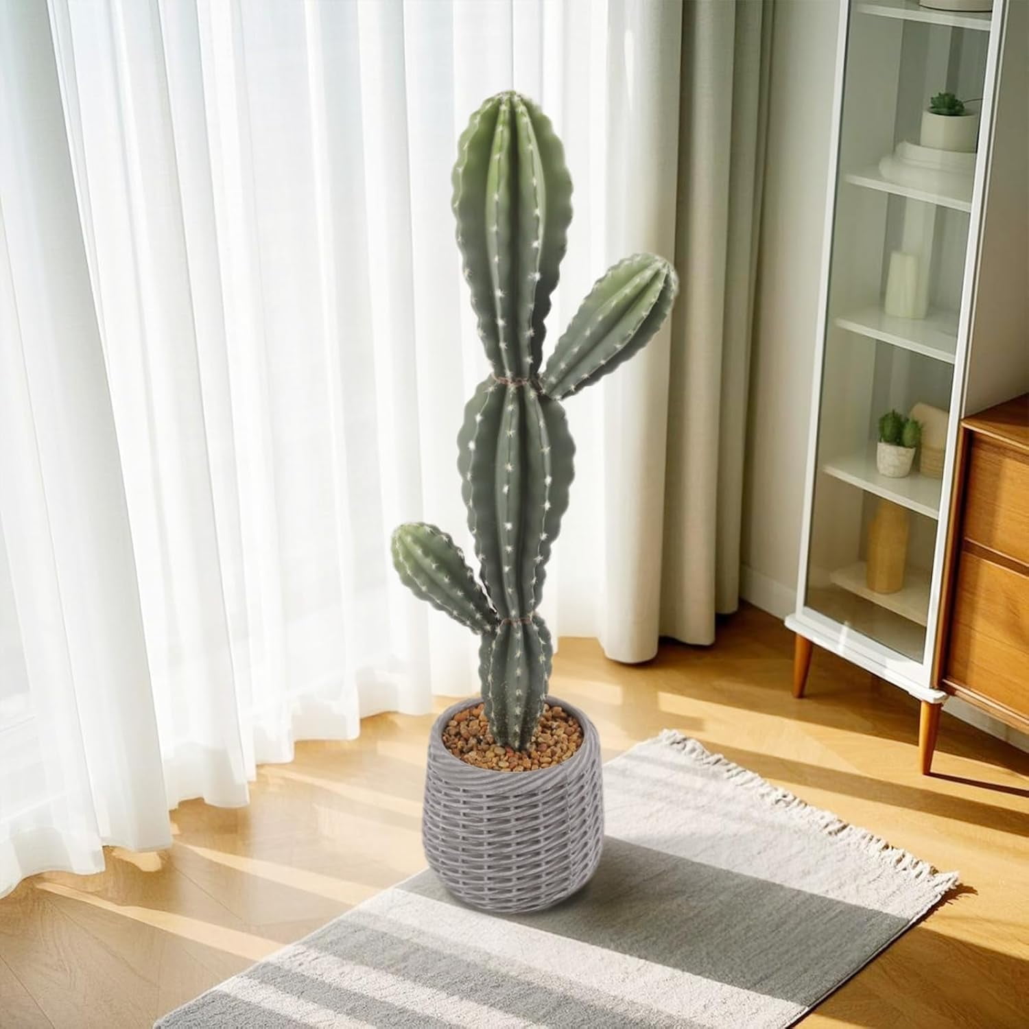 Acekid 34.6" Artificial Cactus Plant, Realistic Potted Fake Cactus for ...