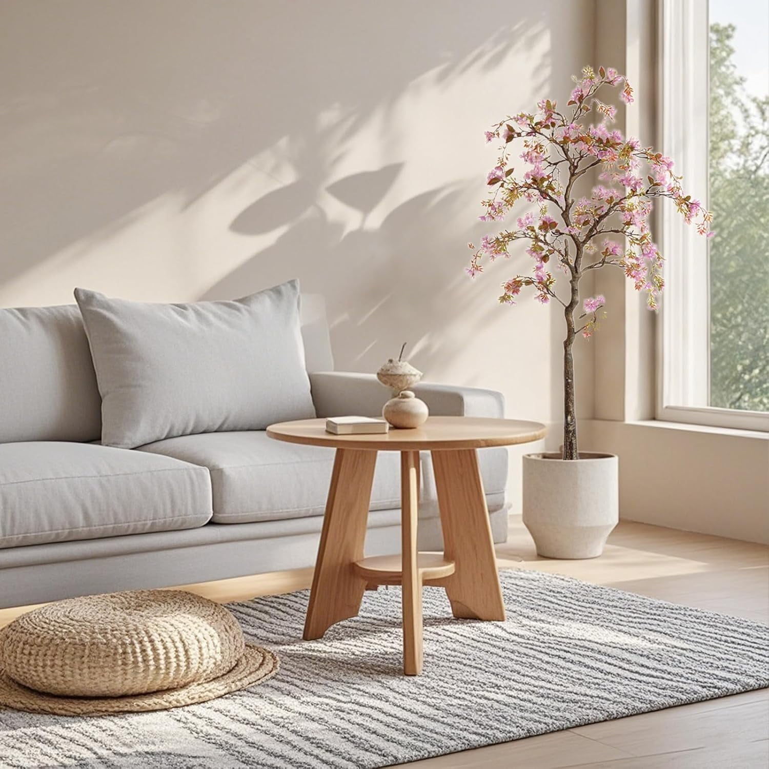 Acekid 4.59FT Artificial Begonia Tree, Realistic Silk Flowers & Leaves ...