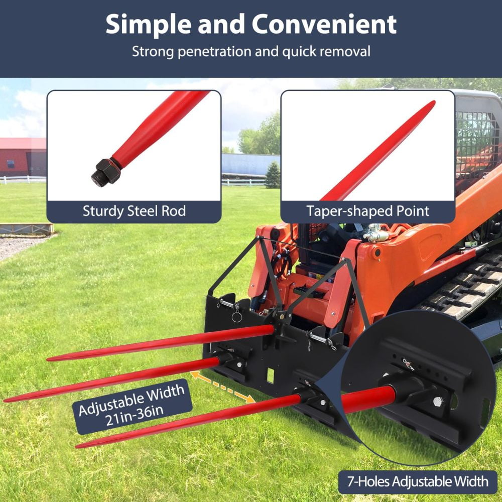 Acekid 49" Hay Spear Bale Spike, 4000LBS Capacity, Quick Attach Square ...