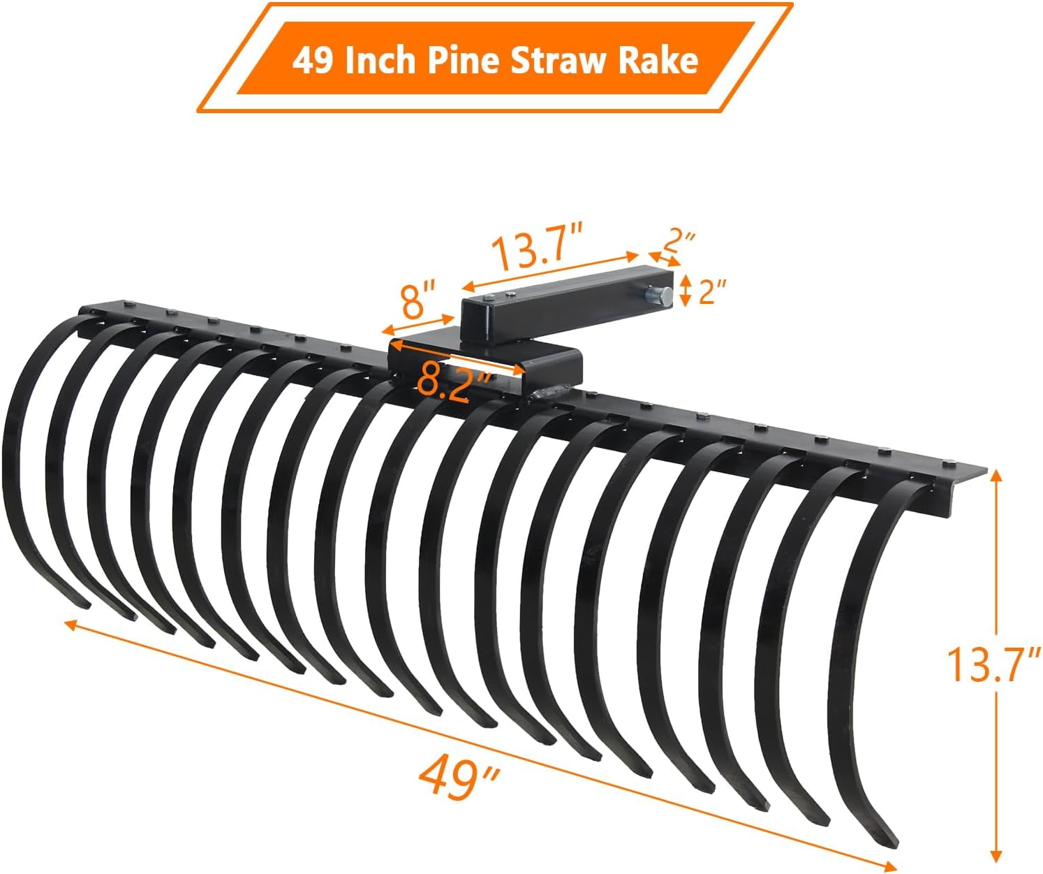 Acekid 49 Inch Tractor Landscape Rake - 3 Point Rake with 18 Tines ...