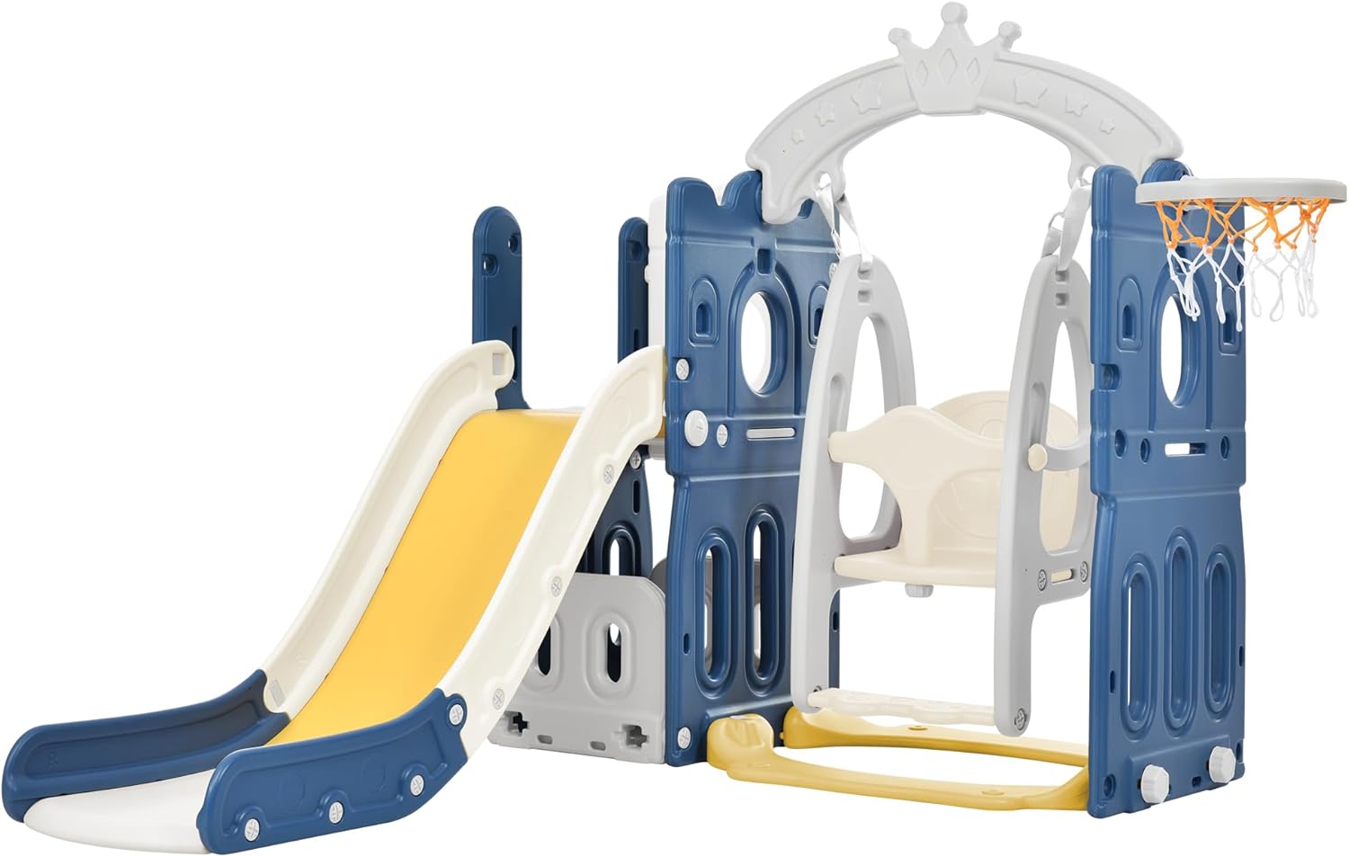 Acekid 5-in-1 Indoor Outdoor Slide Swing Set for Toddlers Age 1-3 ...