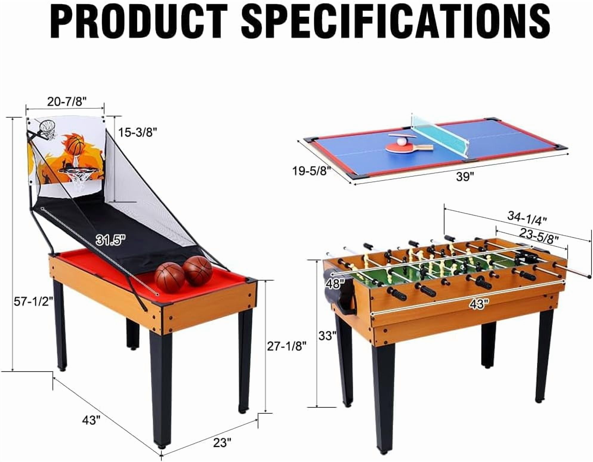 Acekid 5 in 1 Multi Game Table Combination Game Table Set with Foosball ...