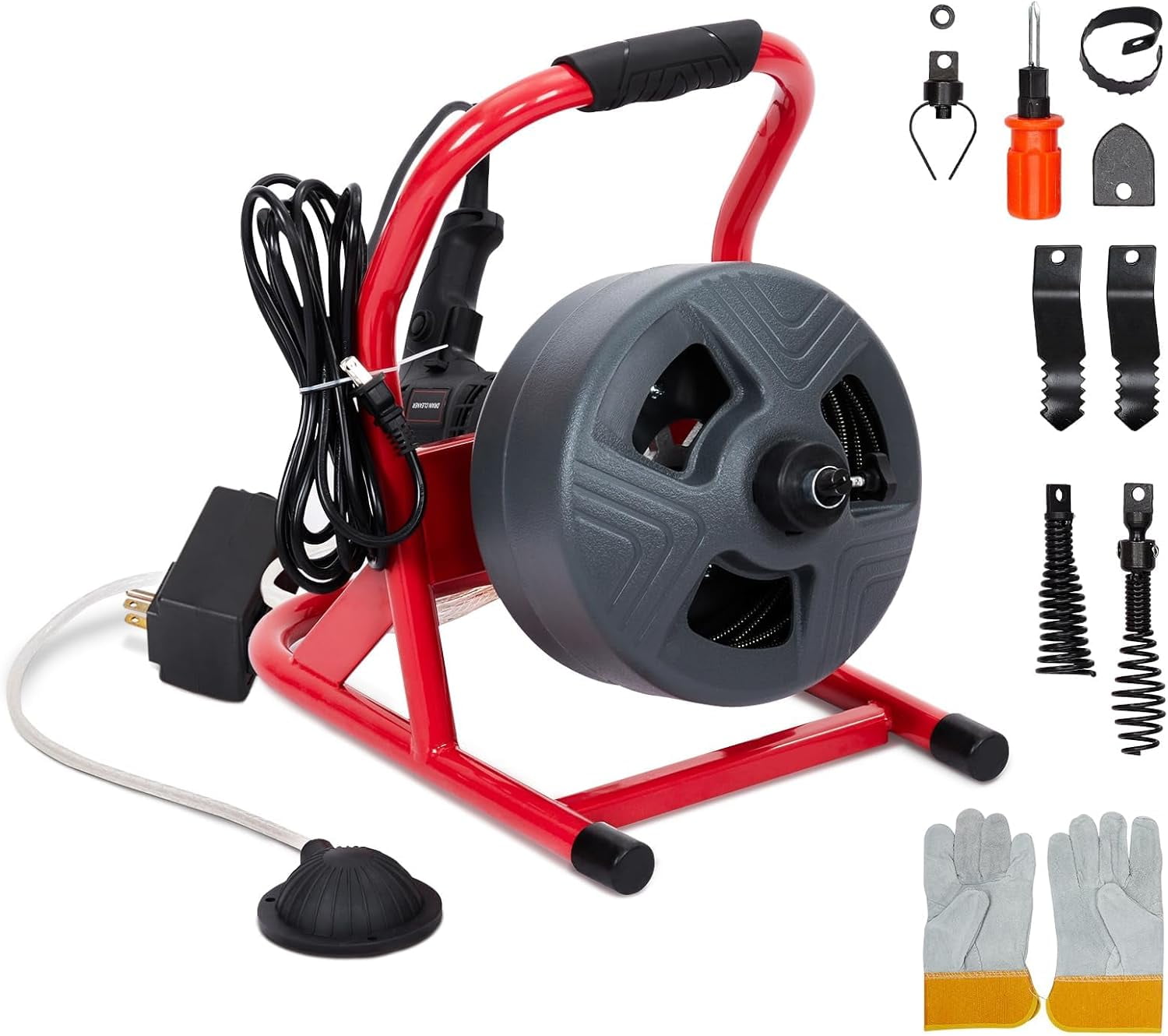 Acekid 50ft x 5/16 Inch Auto-Feed Electric Drain Auger, Professional ...