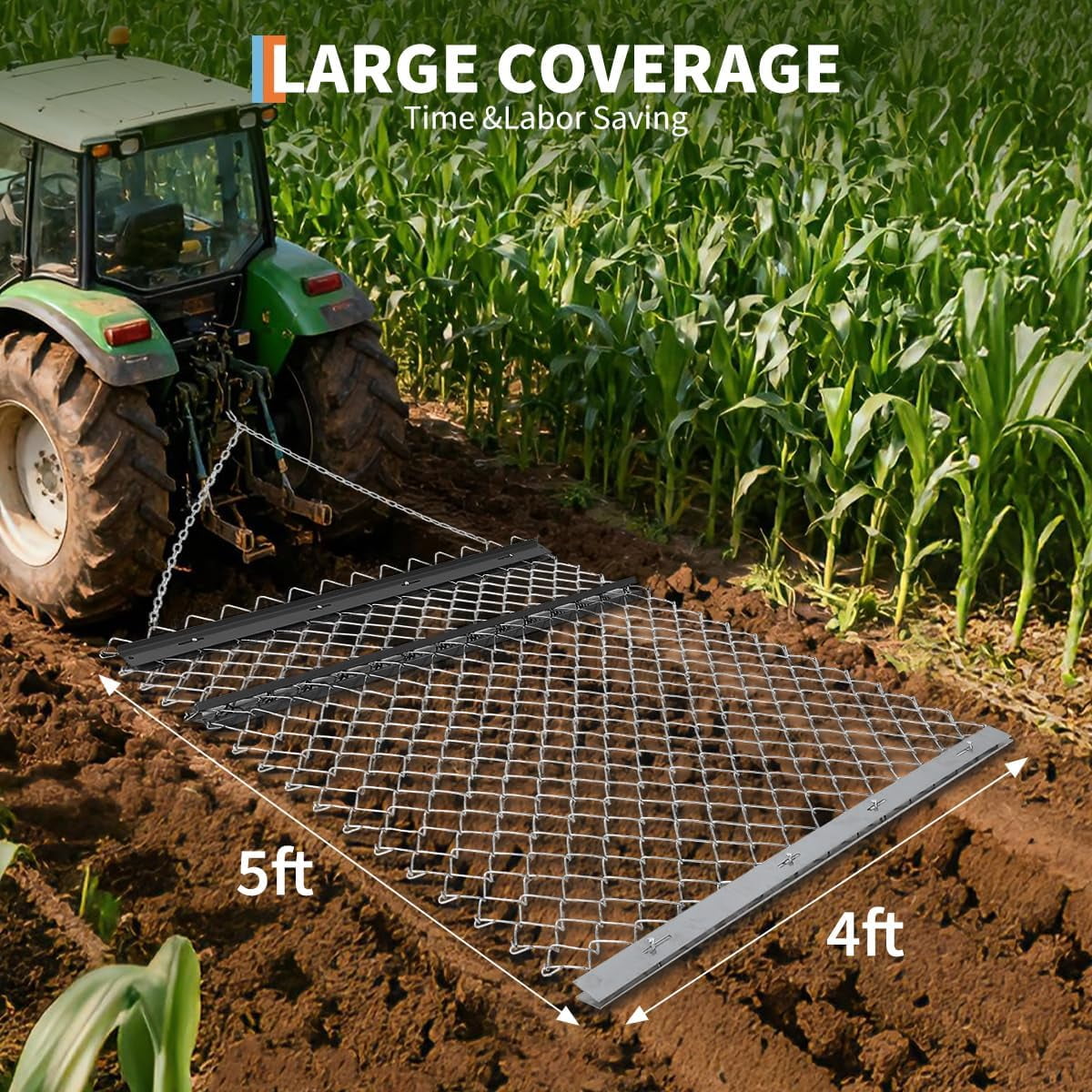 Acekid 5Ft x 4Ft Drag Harrow - Rust-Resistant Chain Field Leveler for ...