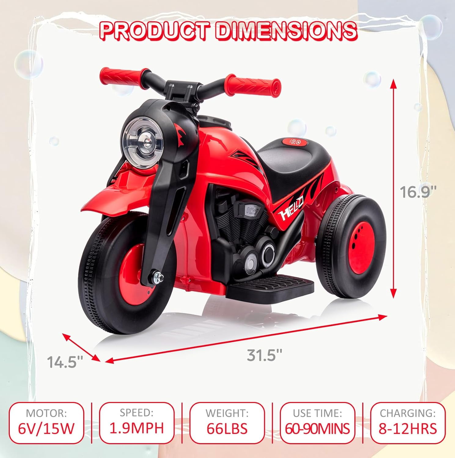 Acekid 6V Electric Bubble Car Motorcycle Automatic Bubble Function Foot ...