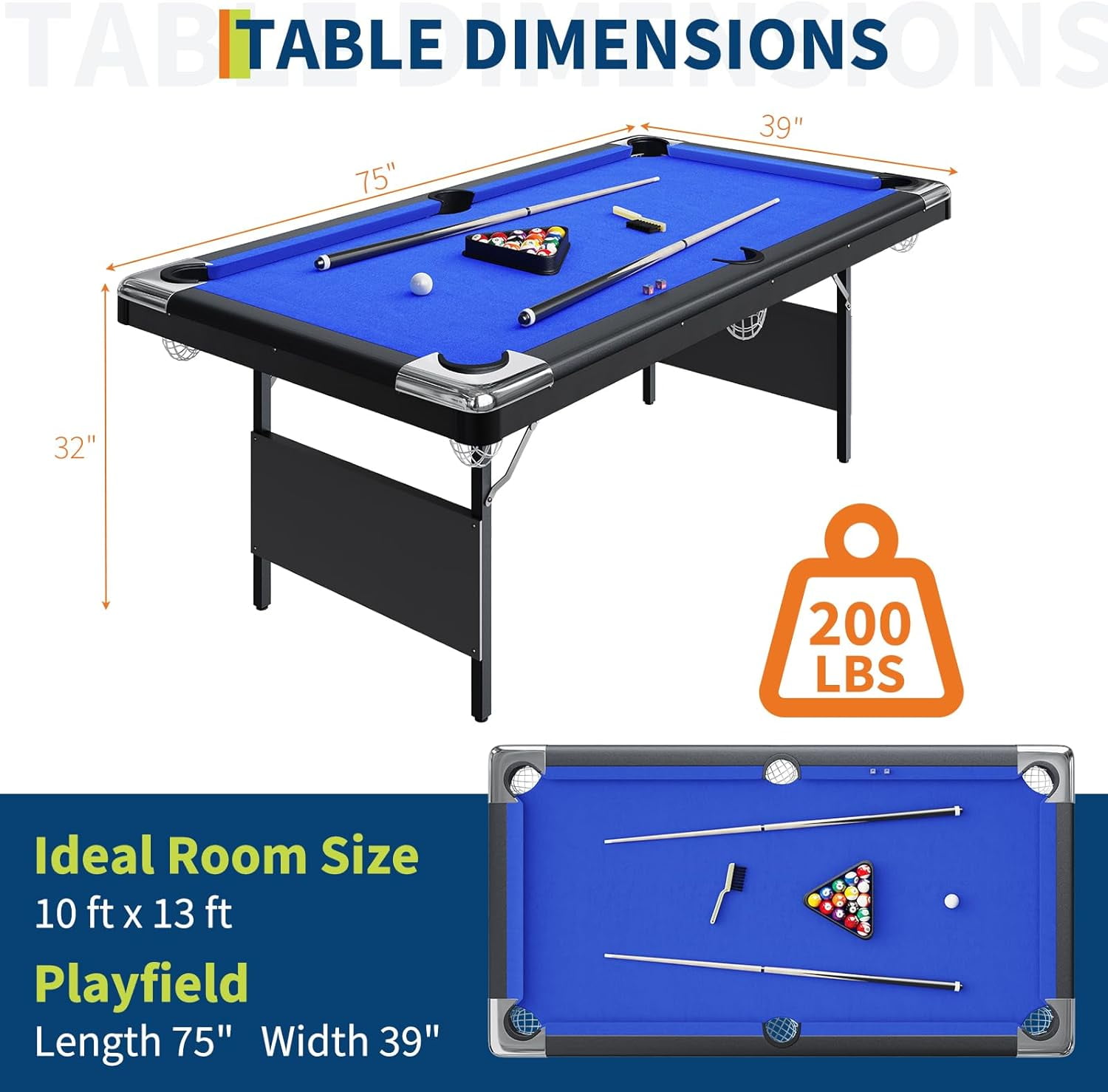 Acekid 7 ft Pool Table for Adults Portable Billiard Table with Steel ...