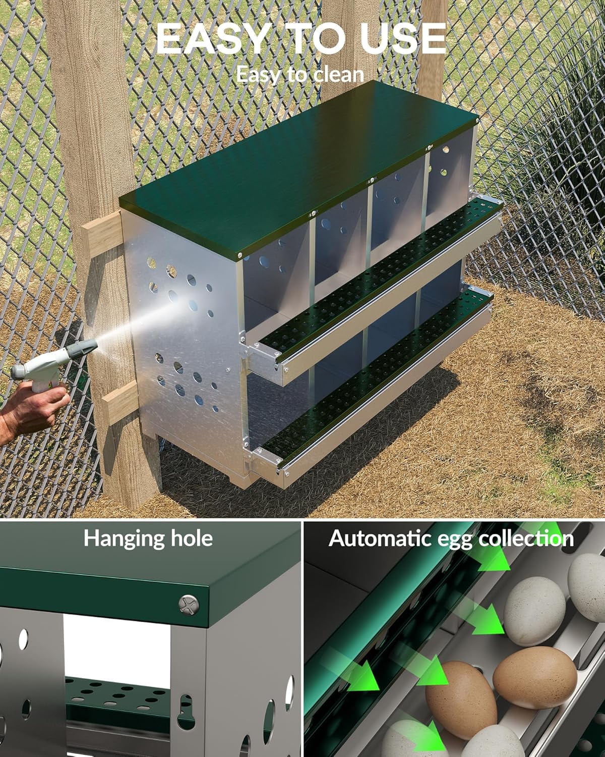 Acekid 8 Compartment Metal Chicken Nesting Box for Laying Eggs ...