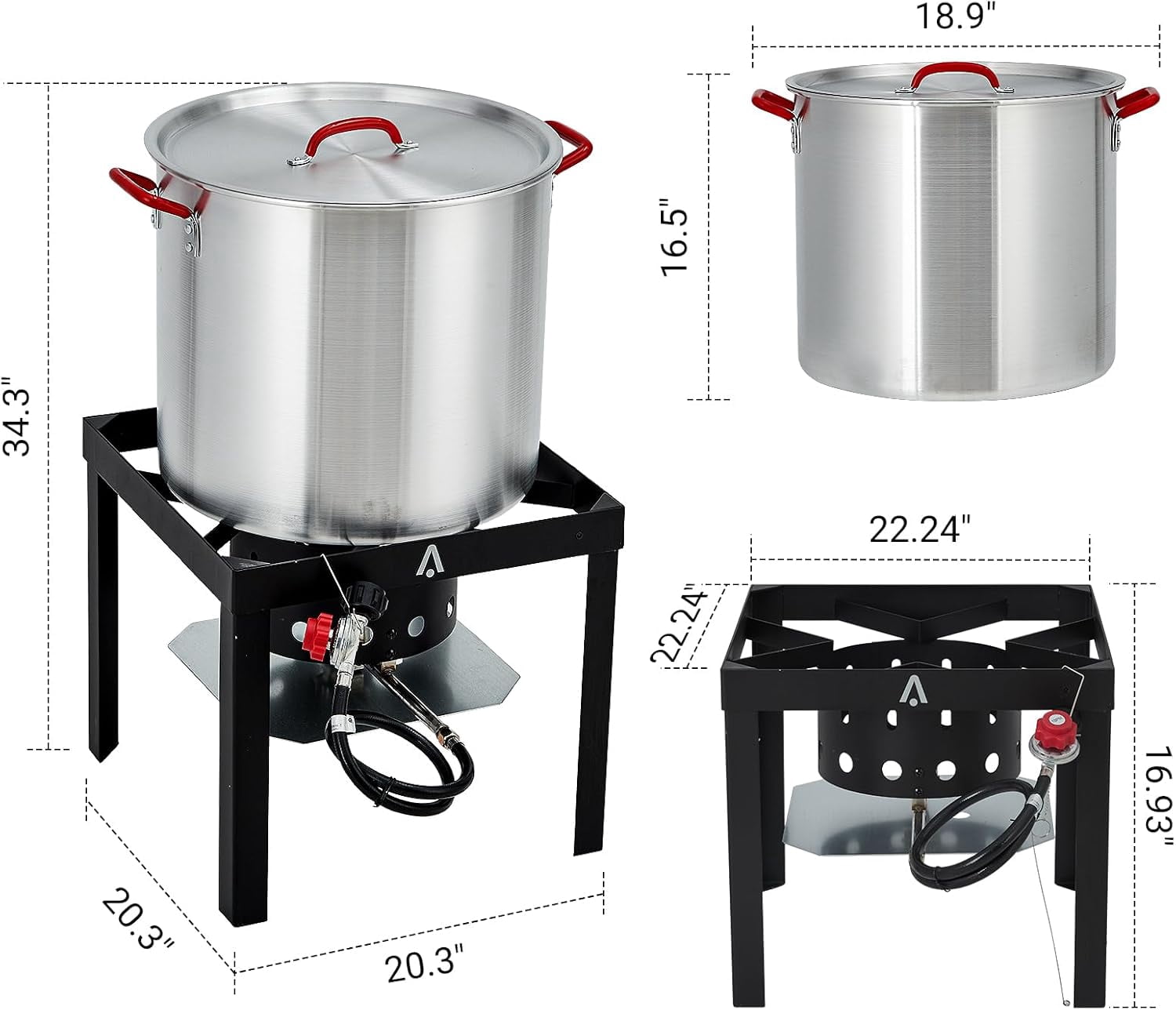 Acekid 80QT Turkey Deep Fryer 10 Qt Fish Fryer Kit Aluminum Seafood ...