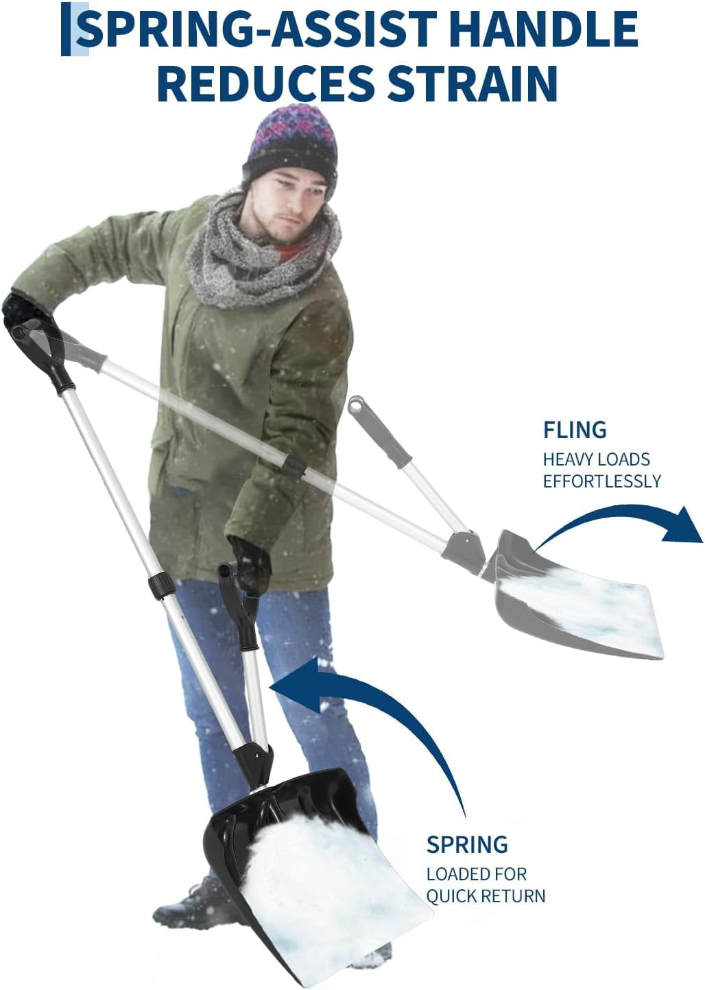Acekid Aluminum Snow Shovel 18 Inch Lightweight 3.5 lbs Shoveling Tool ...