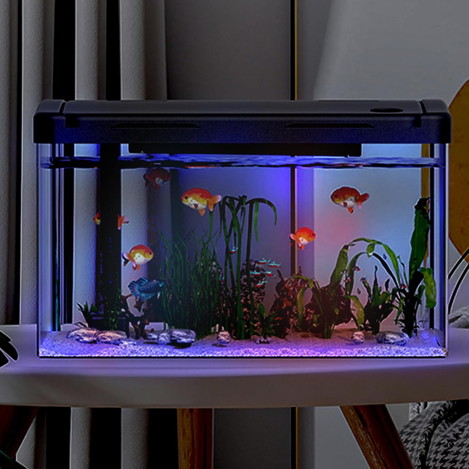 Acekid 3-in-3 Aquarium Fish Tank Starter Kit with Filter, Mini Desktop ...