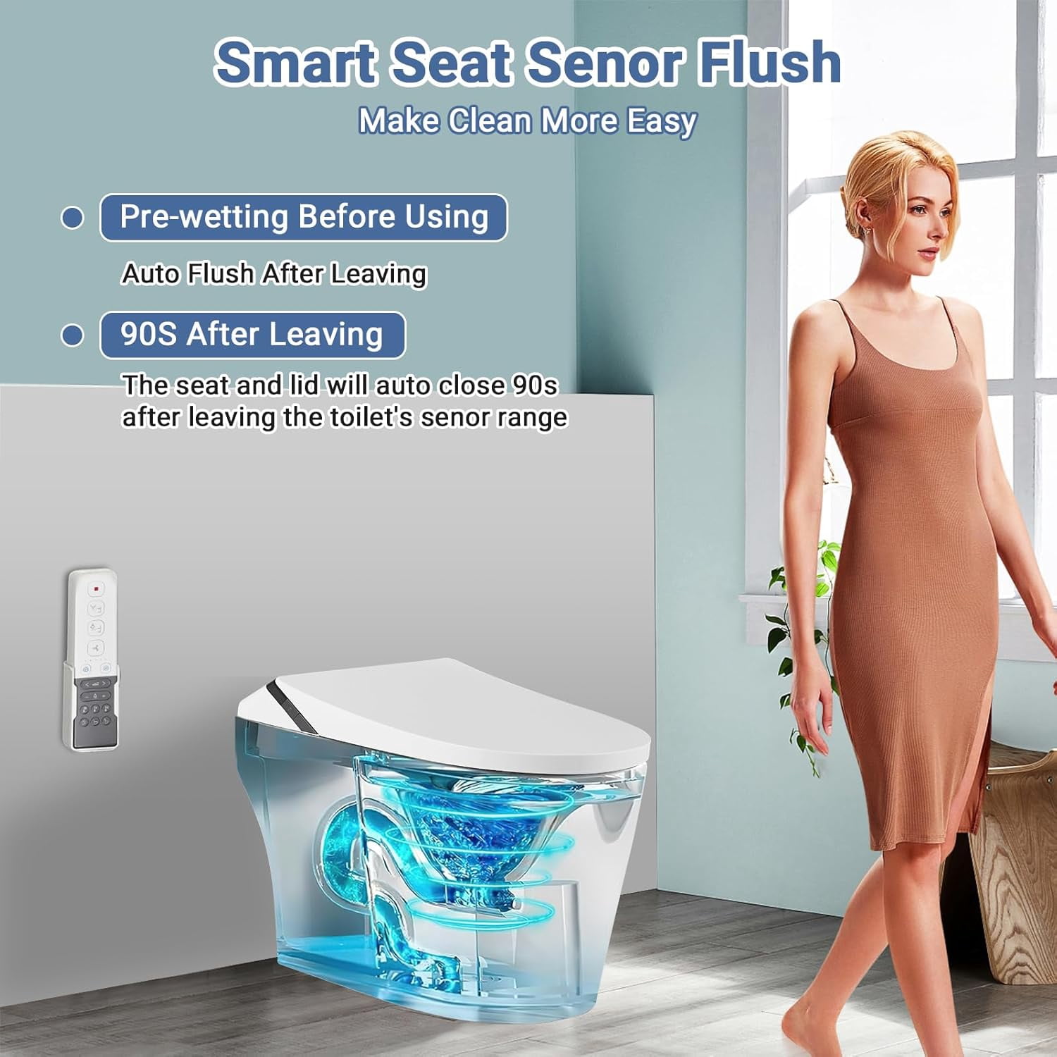 Acekid Bidet Toilet One Piece Tankless Smart Toilet Warm Water Sprayer ...