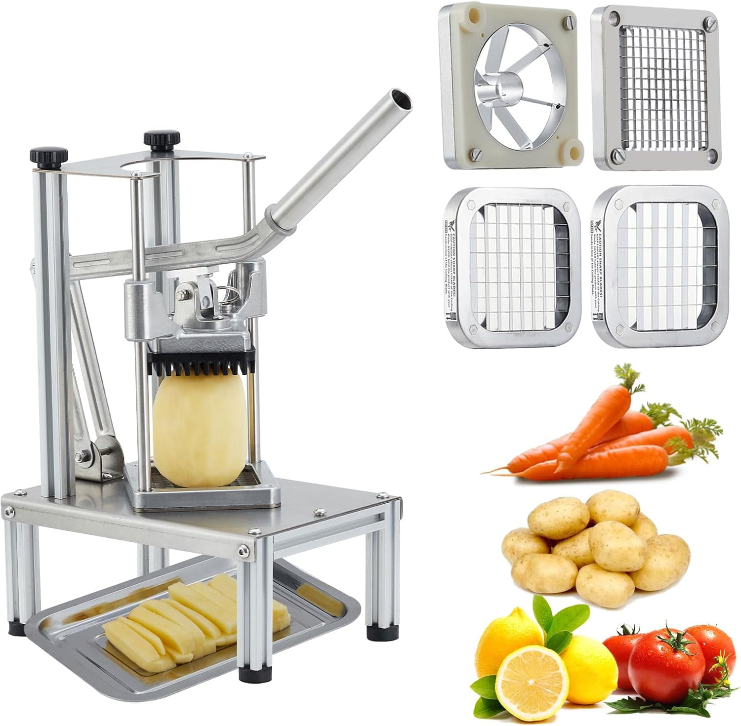Acekid Commercial Vegetable Fruit Slicer with 4 Stainless Steel Blades ...